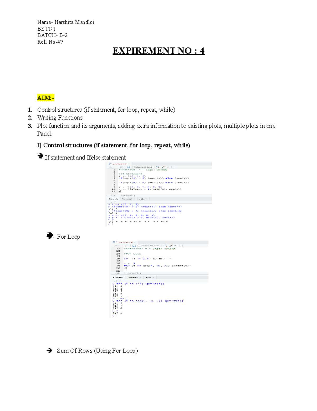 RP EXP-4 B-2 47 - RP Assignment-1 B-2 47 for R prgramming and easy ...