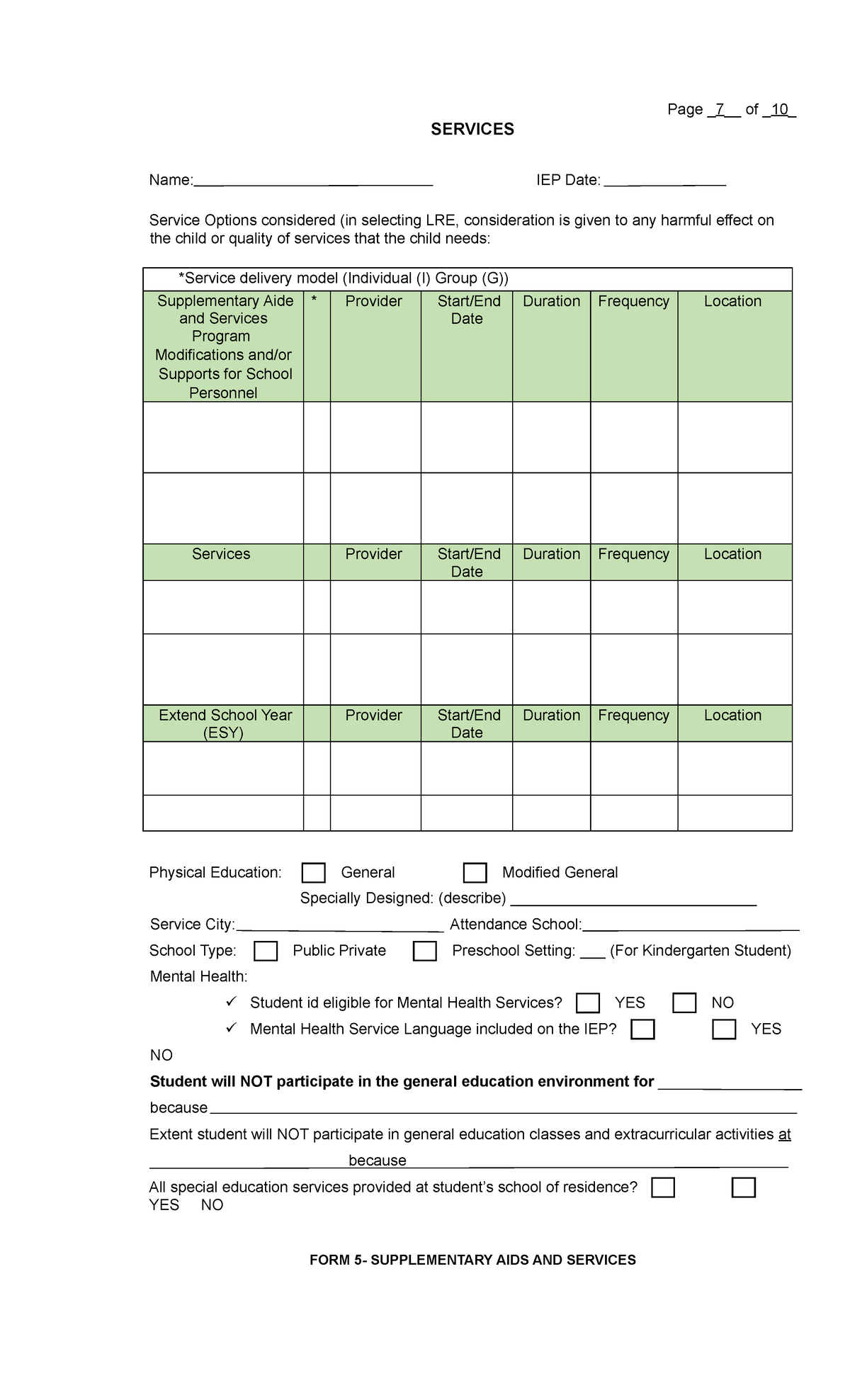 Form 5 Supplementary Aids and Services Completed - Page 7_ of 10 ...