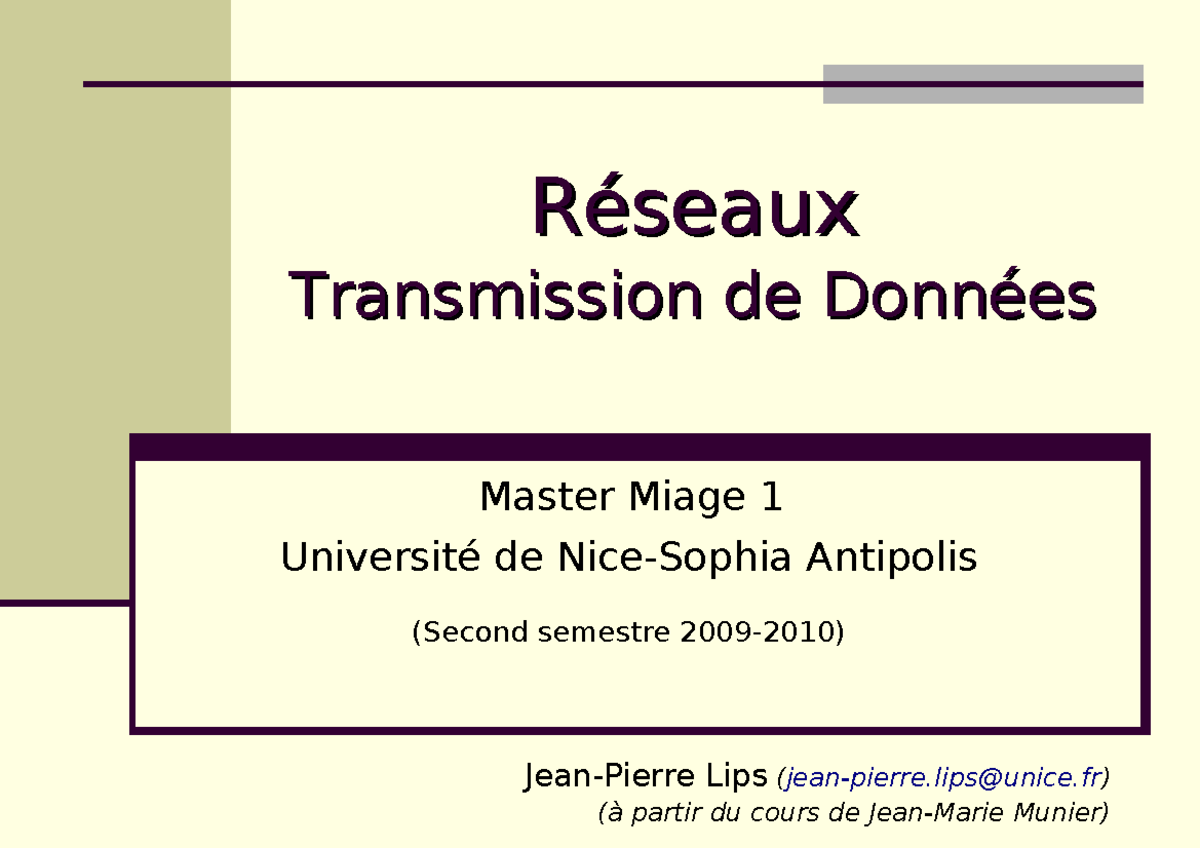 Reseau informatique - RéseauxRéseaux Transmission de Données ...
