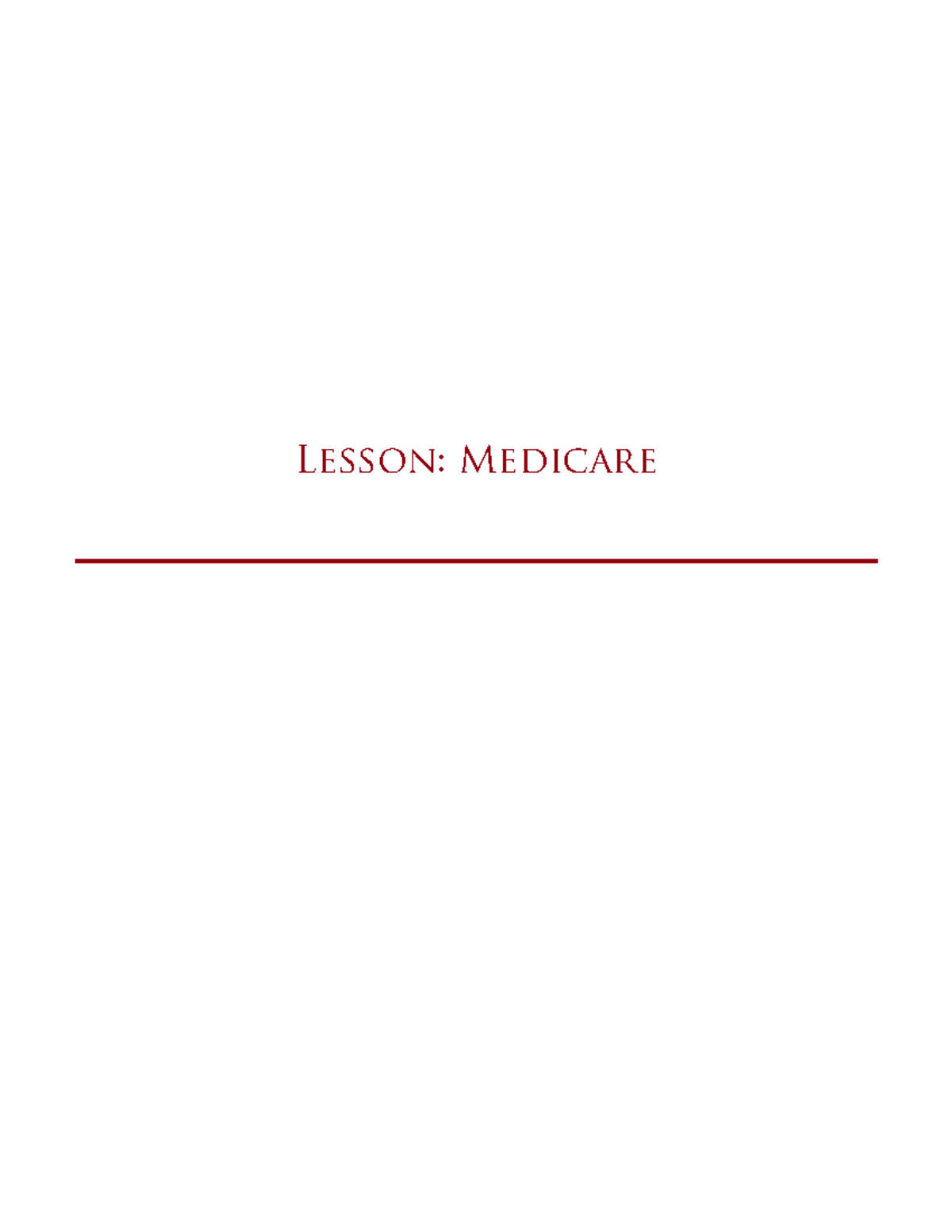 17 Medicare - Lesson: Medicare ASSIGNMENT 3: UNDERSTANDING MEDICARE In ...
