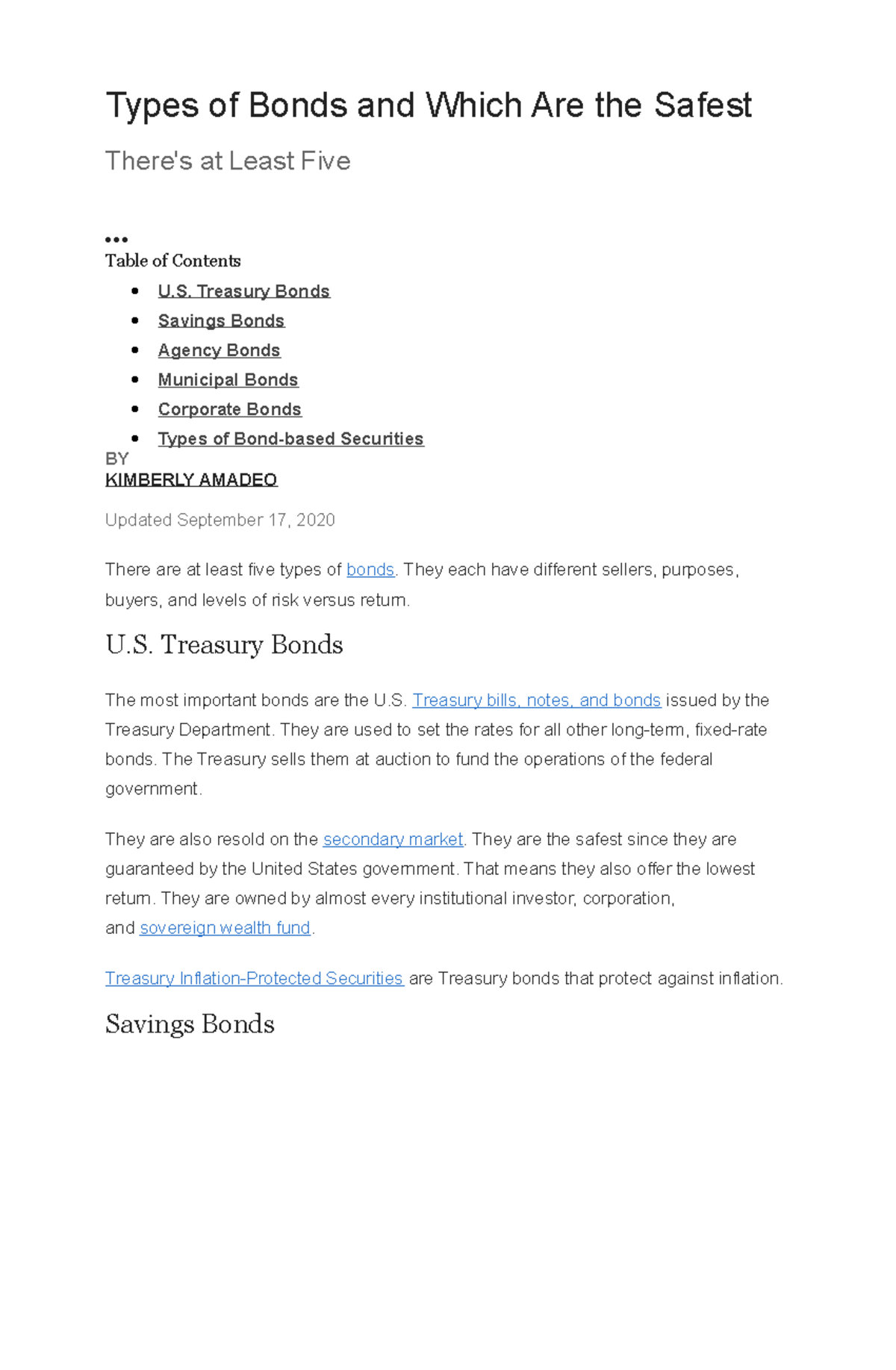 Types of Bonds and Which Are the Safest - Treasury Bonds Savings Bonds ...