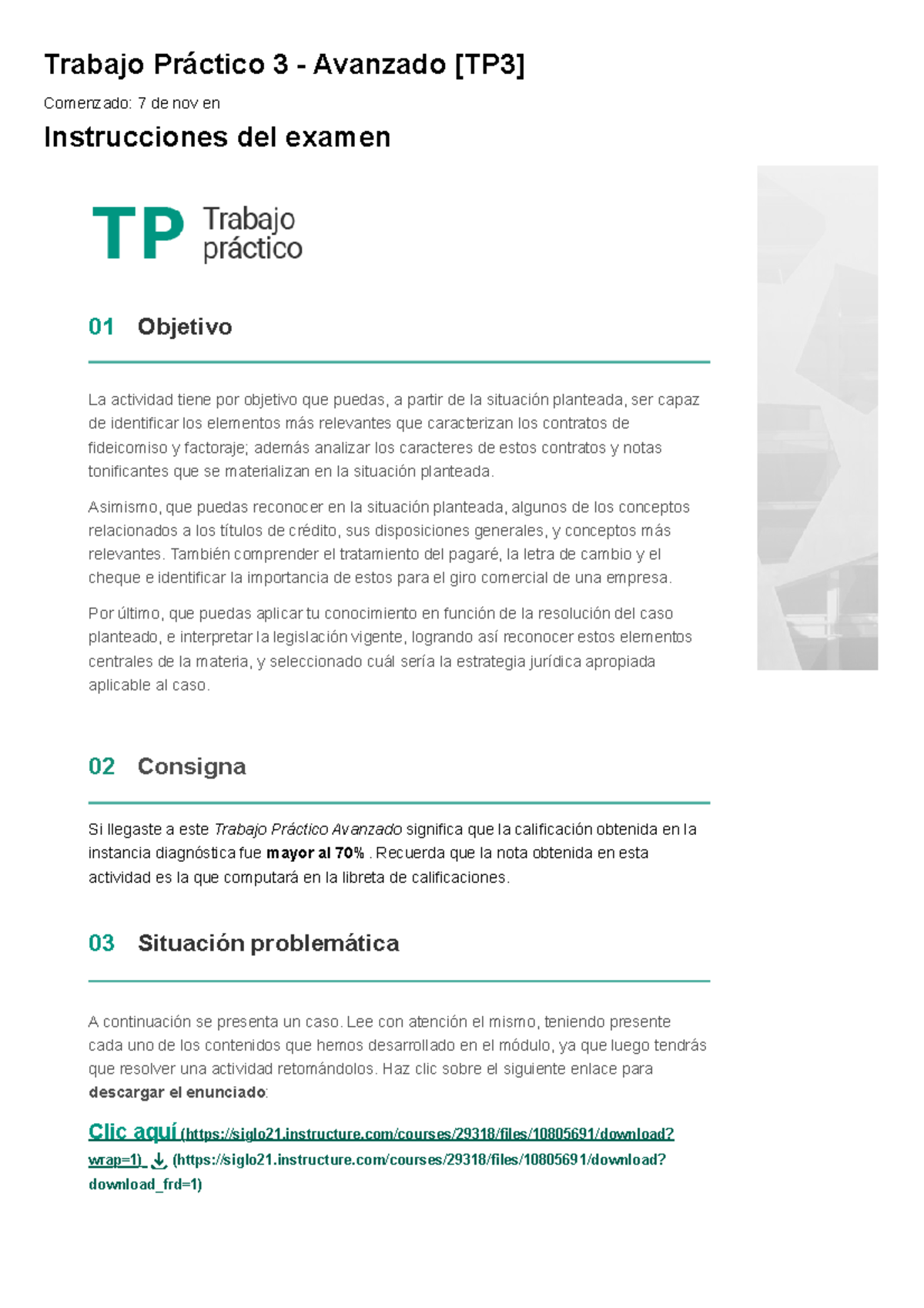 Examen TP 3 [TP3] - Derecho Empresario - Resultado 86,67% - Avanzado - Trabajo Práctico 3 ...
