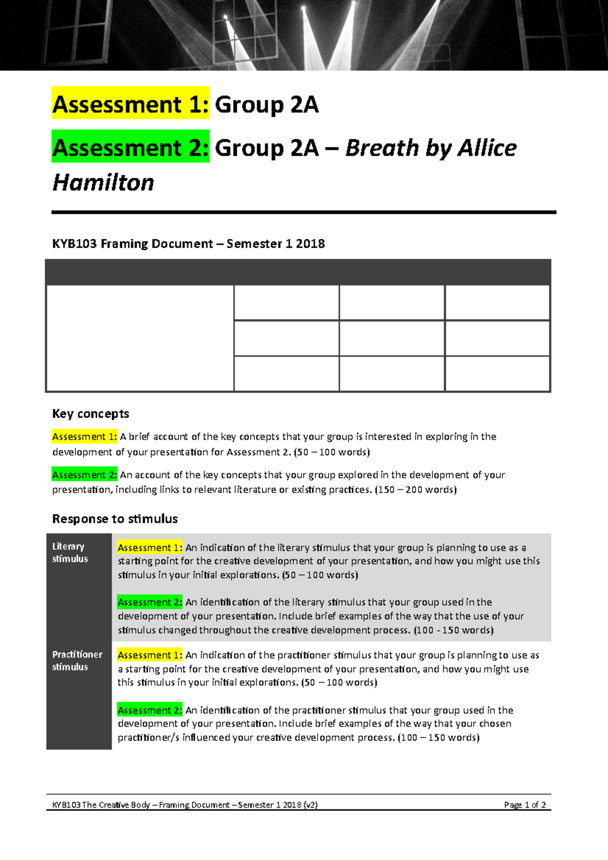 KYB101 Assessment 1 CIF - Assessment 1: Group 2A Assessment 2: Group 2A ...