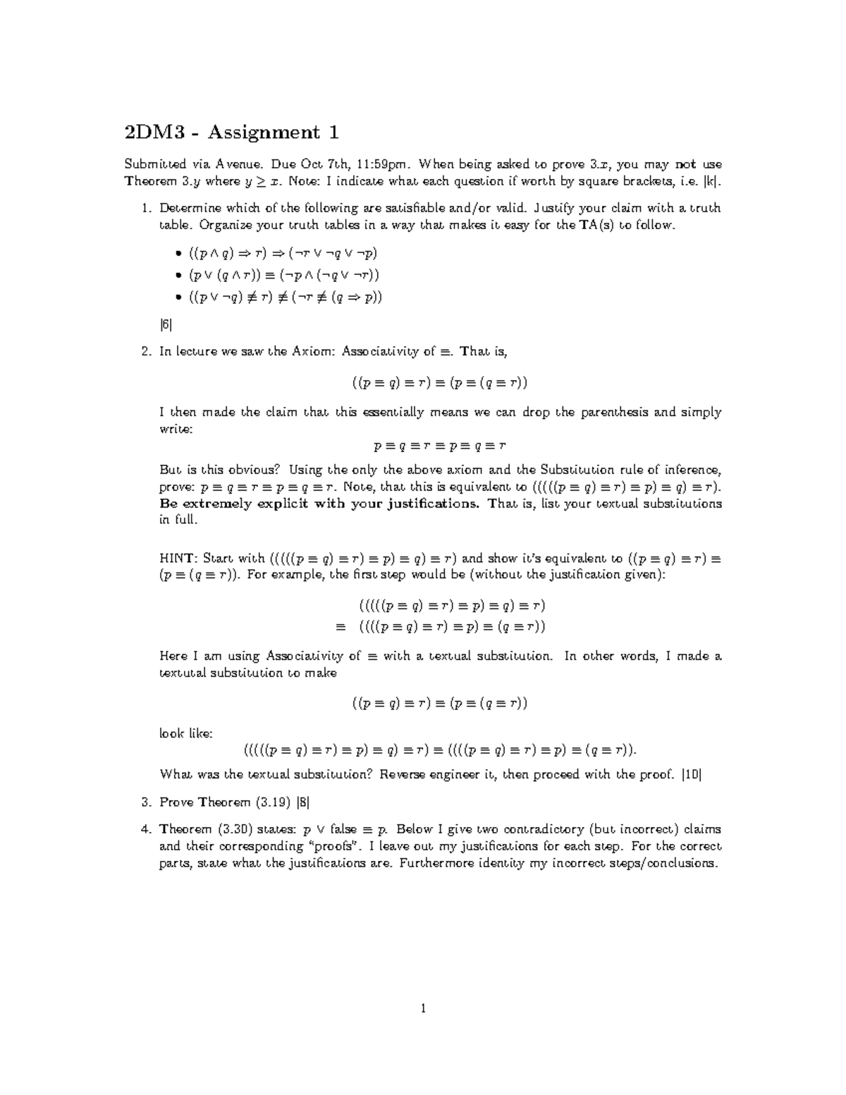 A1 Test 2DM3 Assignment 1 Submitted Via Avenue Due Oct 7th 11