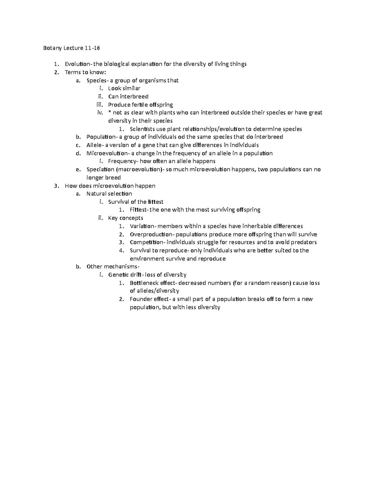 Botany Lecture 11-16 - Evolution- the biological explanation for the ...