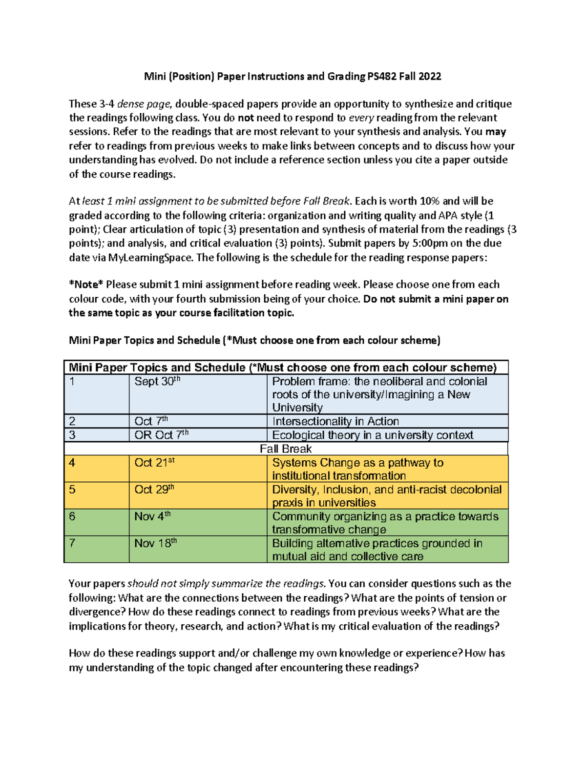 Mini Paper's - Mini Paper Instructions - Mini (Position) Paper ...