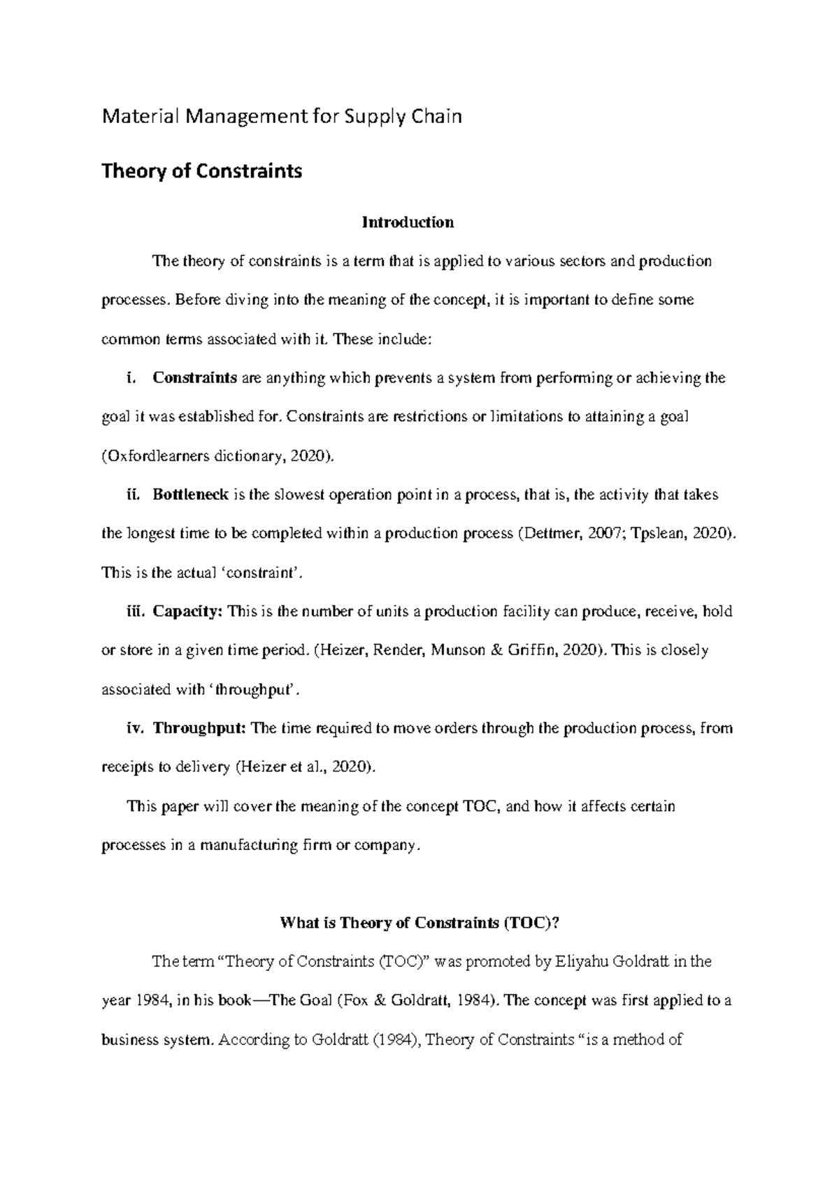 Theory of Constraints - Before diving into the meaning of the concept ...