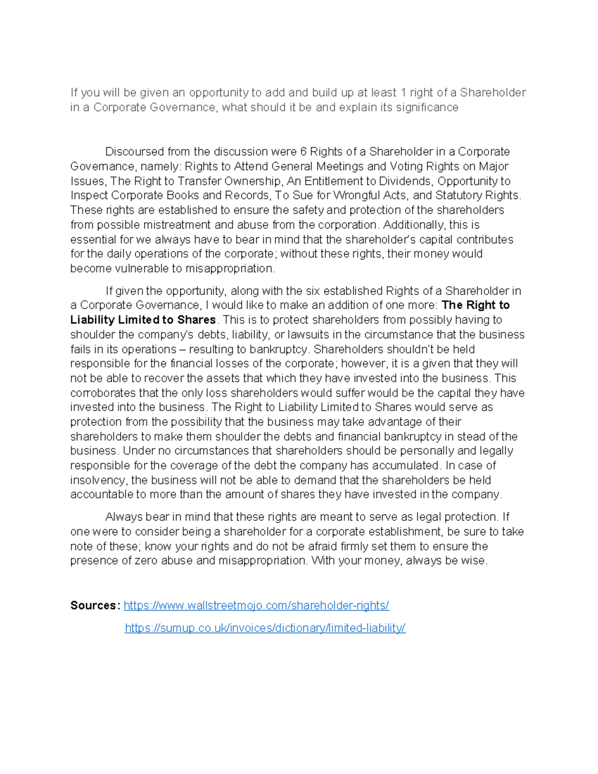 Rights Of A Shareholder In A Corporate Governance - If you will be ...