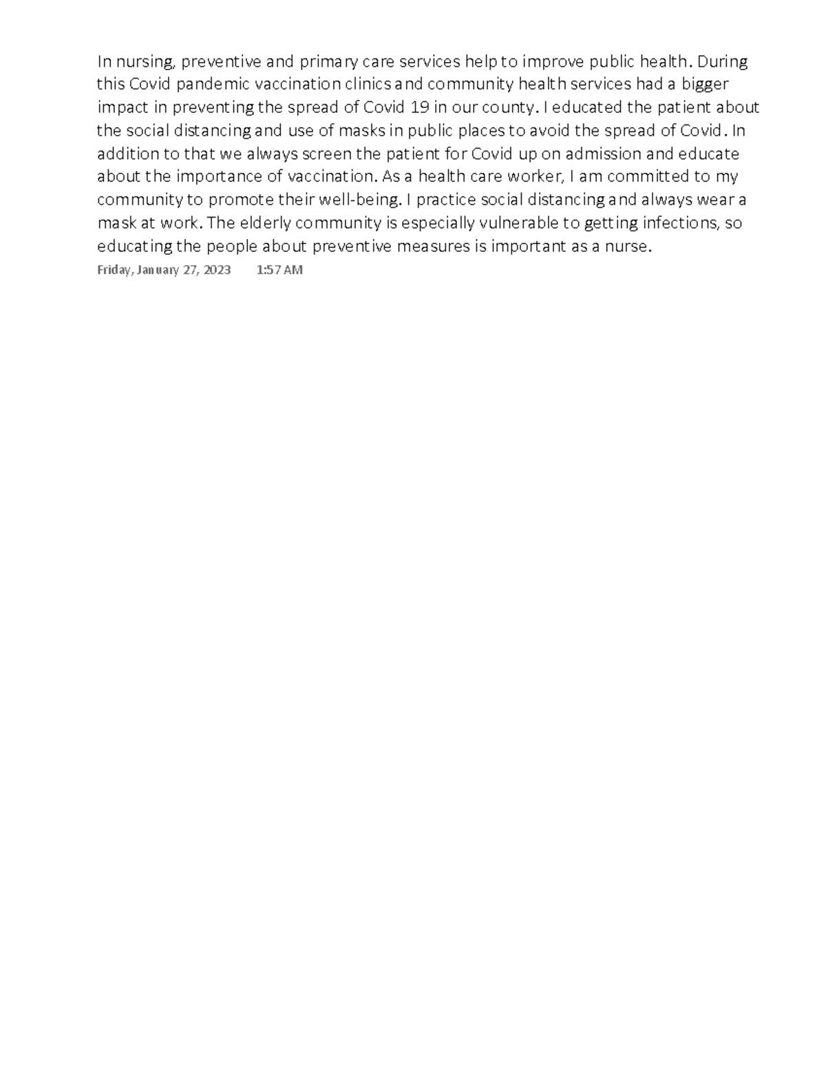 One note C304 task 3 portfolio - In nursing, preventive and primary ...