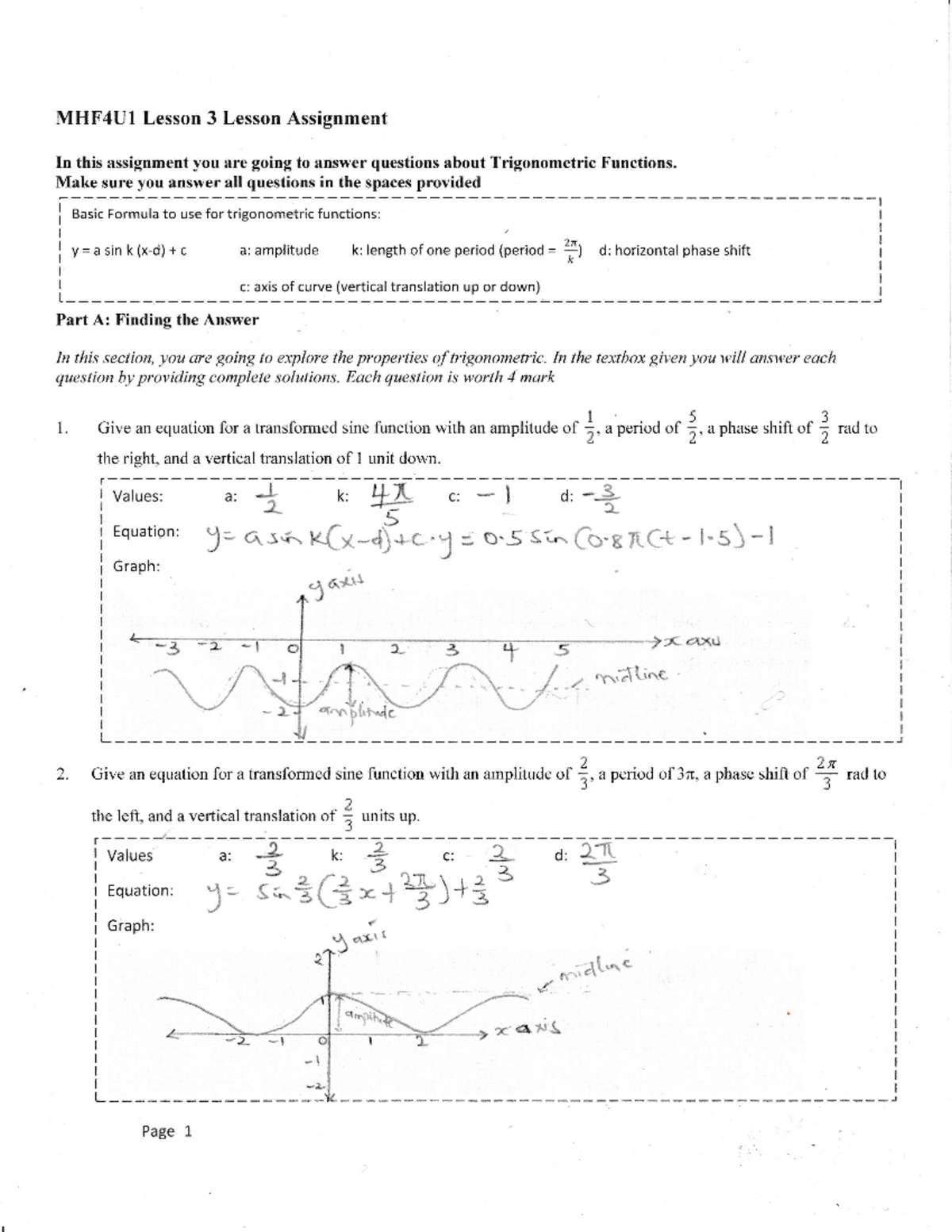 MHF4U(Grade 12 University Maths) Summer class - MHF4Ul Lesson 3 Lesson ...