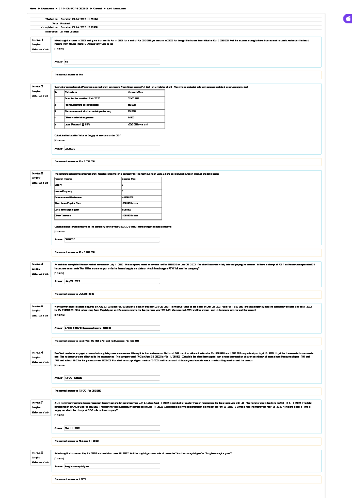 End Term Exam - End term exam paper - Home My courses BT-T4-EM-PGP-II ...