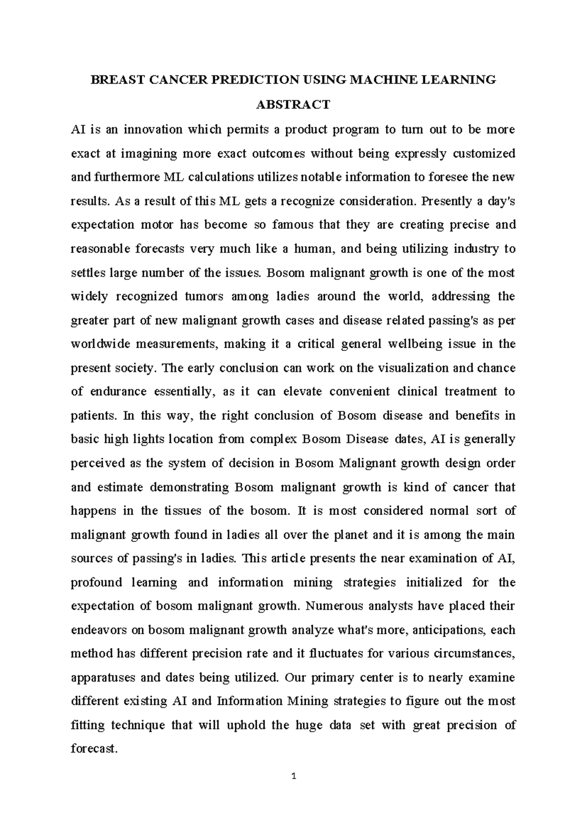 Breast Cancer Prediction Using Machine Learning Modified - BREAST ...