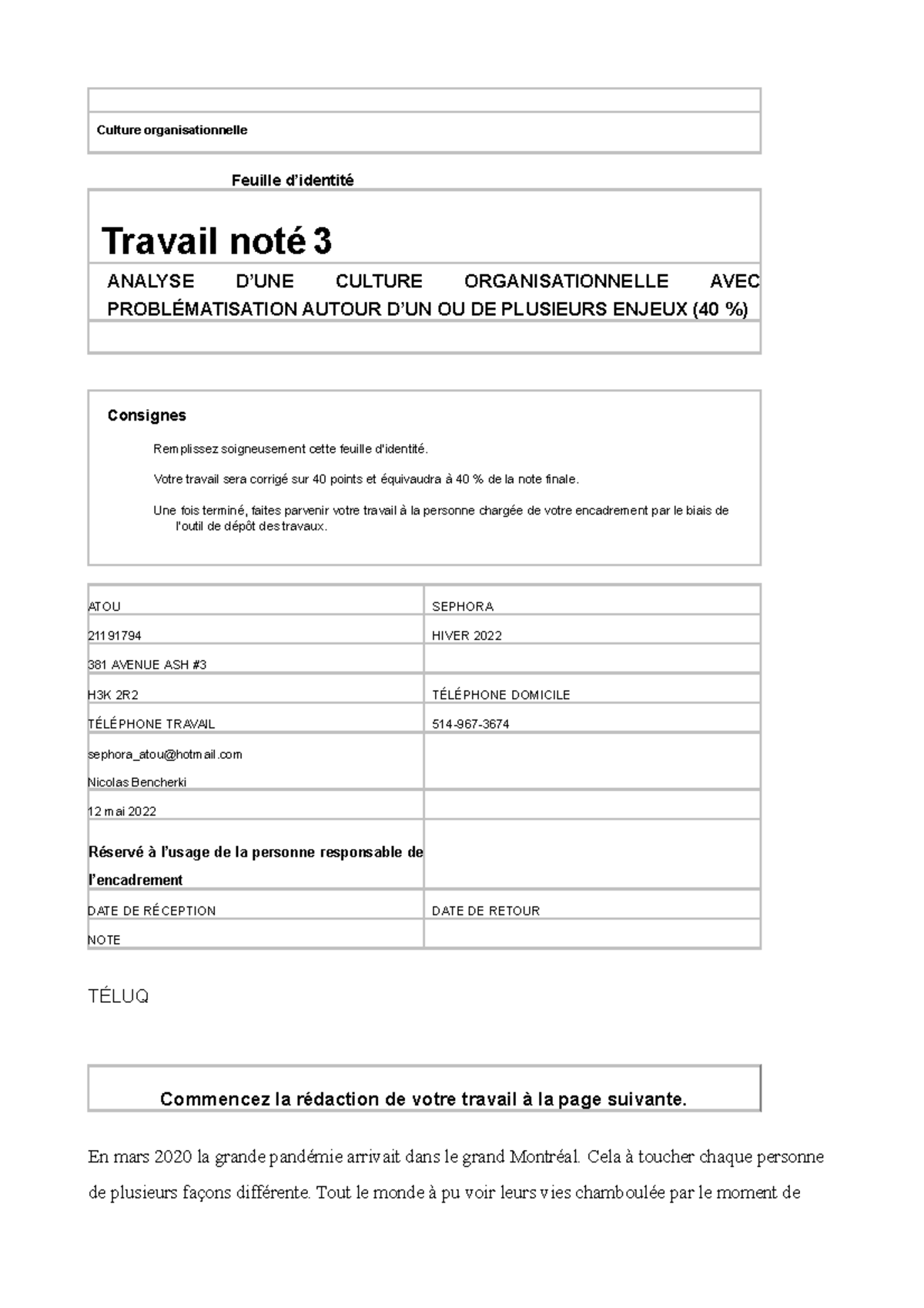 COM 5002-Sephora Atou-TN3 - copie - COM 5002 Culture organisationnelle ...