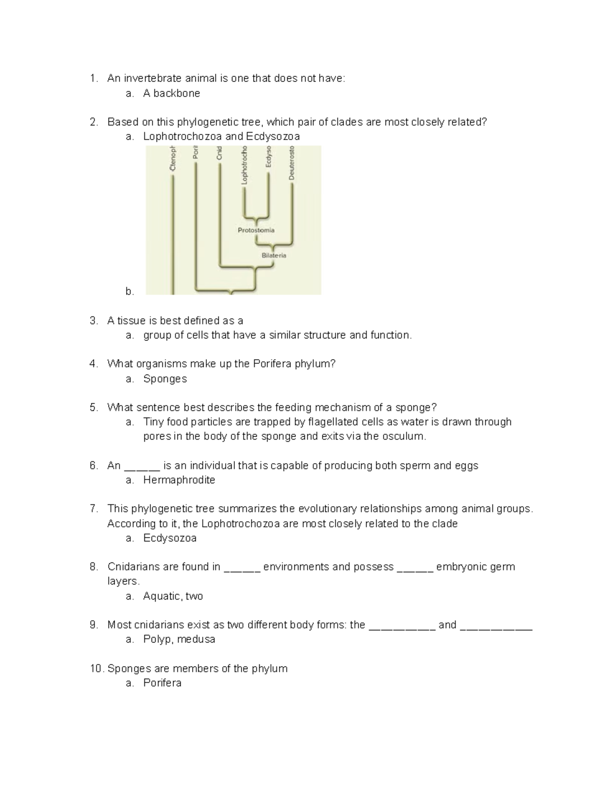 Bio 2040 chapter 34 pt 1 - These are questions that were created to ...