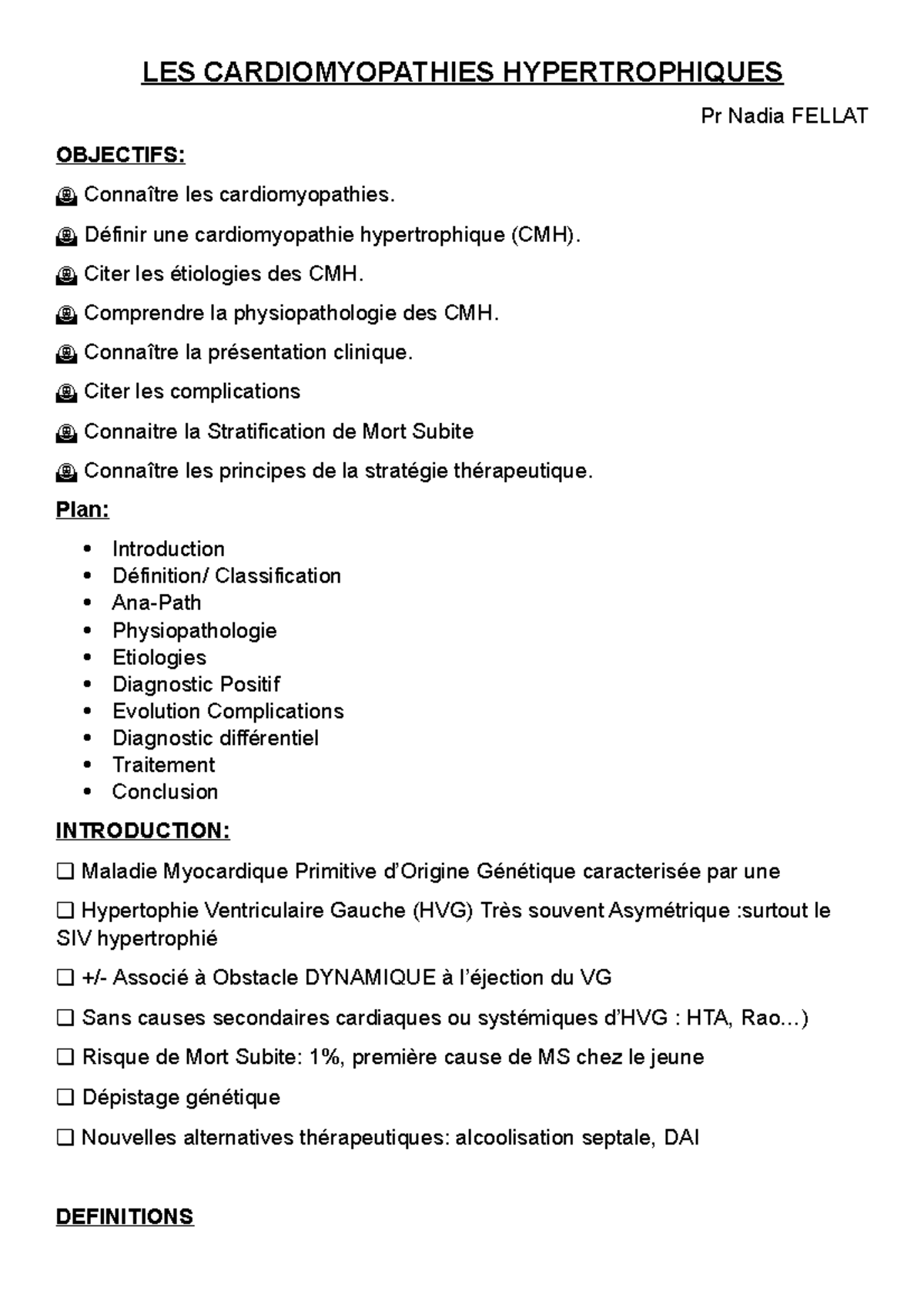 Cardiomyopathie hypertroph - LES CARDIOMYOPATHIES HYPERTROPHIQUES Pr ...