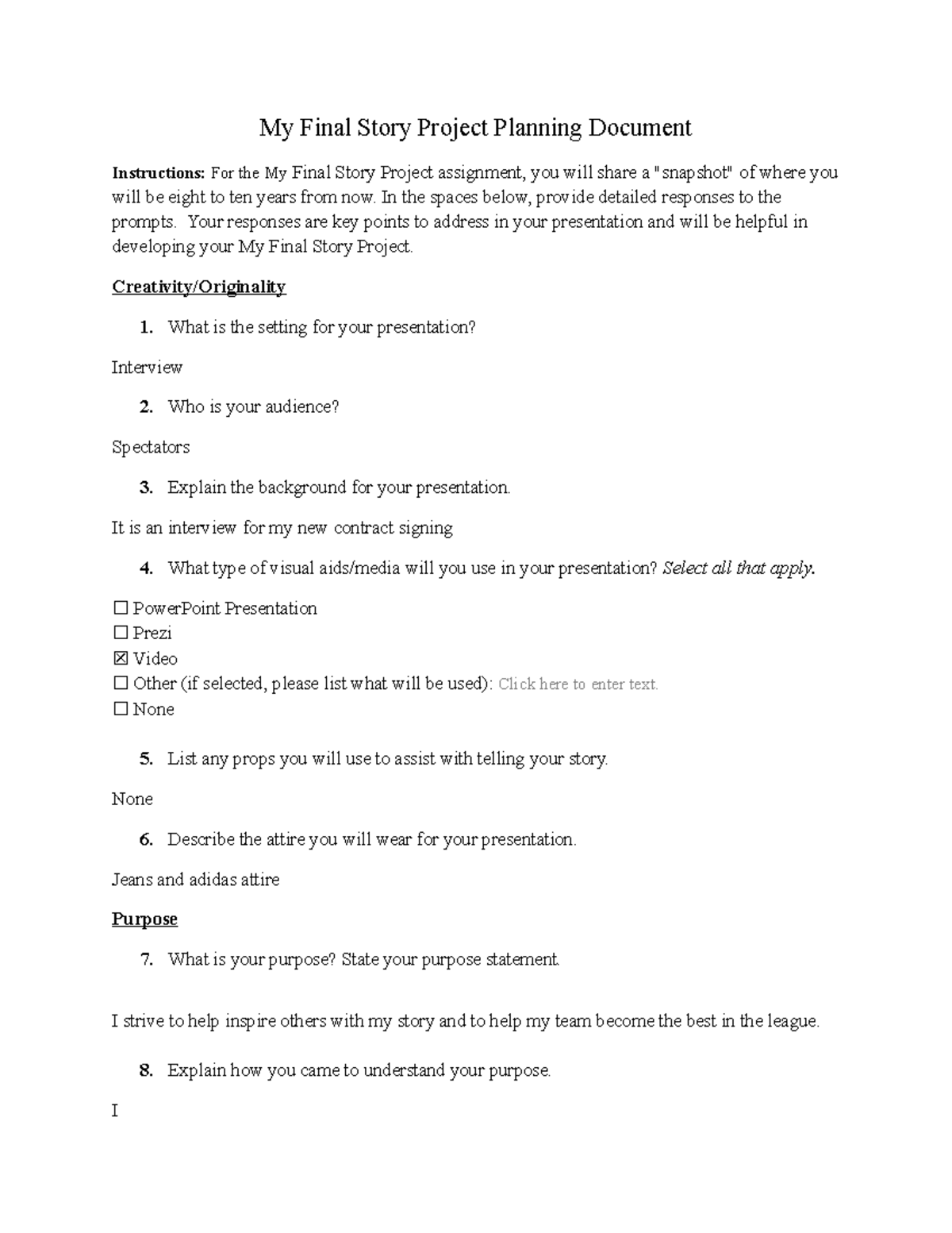 Final Story Project Planning Document - Studocu