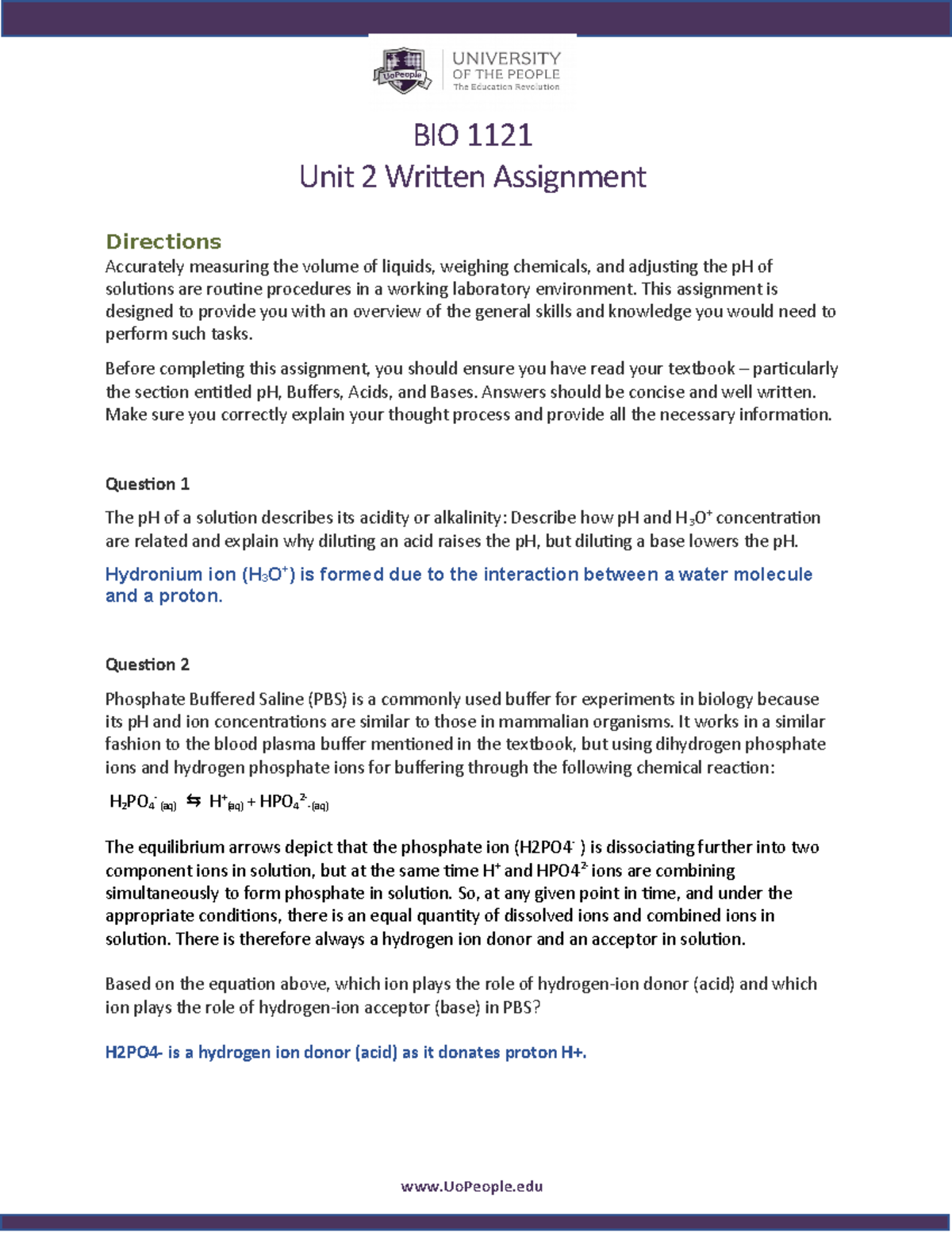 BIO 1121 Unit 2 Written Assignment - BIO 1121 Unit 2 Written Assignment ...