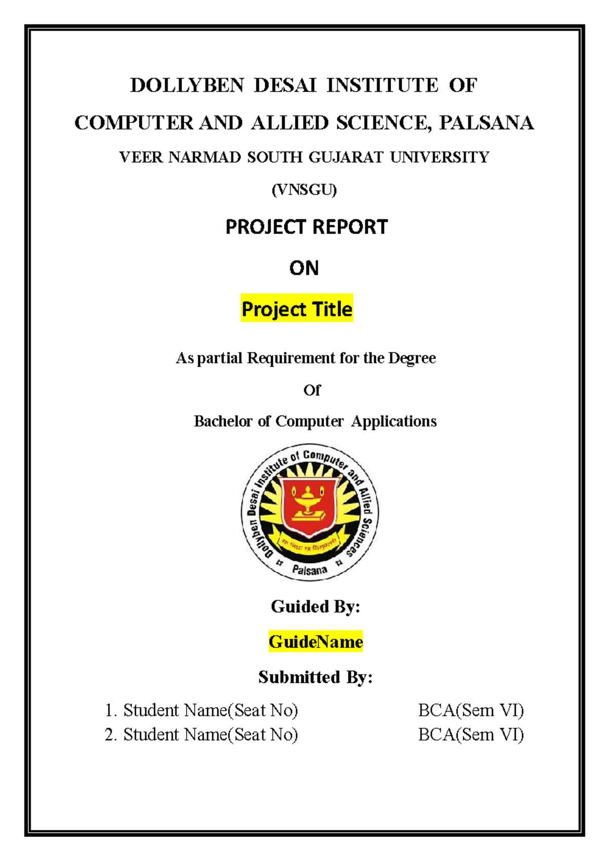 Index - DOLLYBEN DESAI INSTITUTE OF COMPUTER AND ALLIED SCIENCE ...