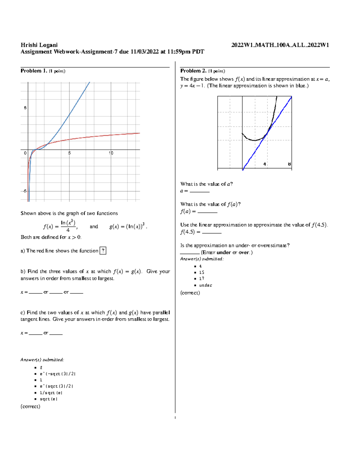 2022W1 MATH 100 A ALL 2022W1.P98U0Y3E6I00.Webwork-Assignment-7 (1) - Hrishi Logani 2022W1 MATH ...
