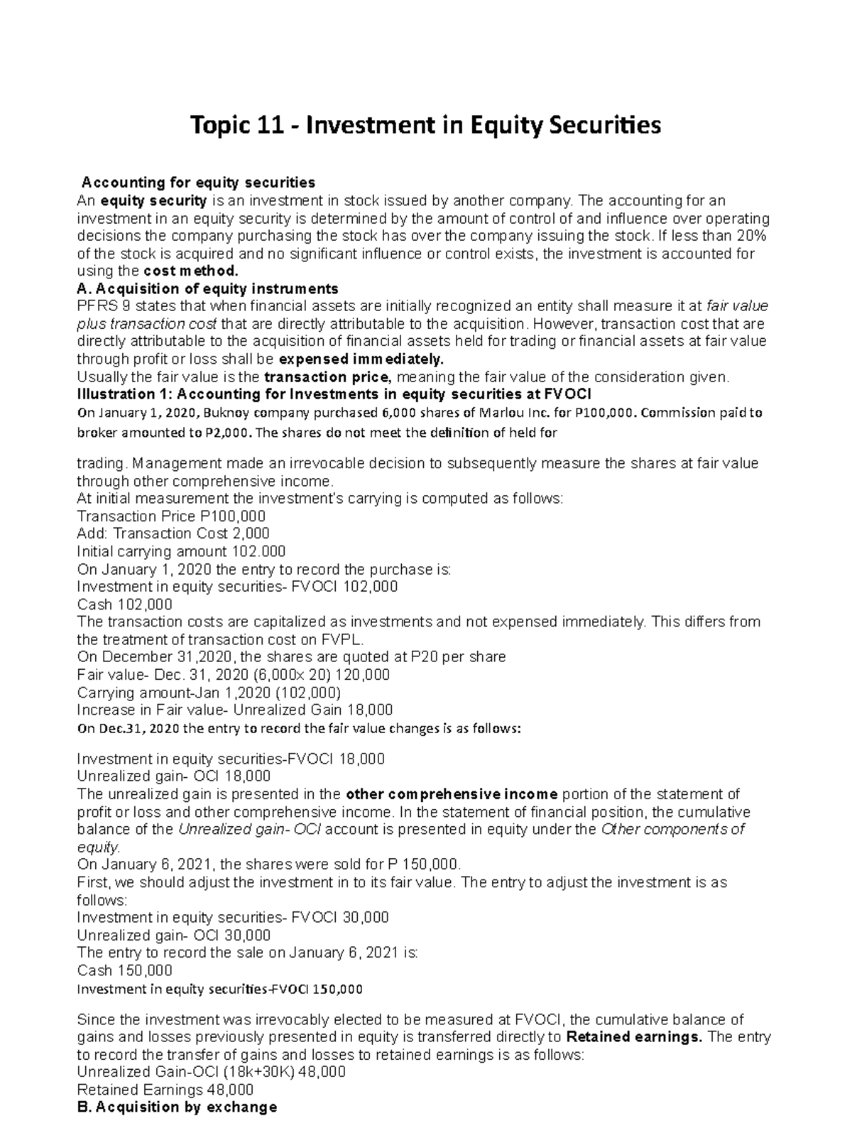 Lecture notes for accountancy students - Topic 11 - Investment in ...