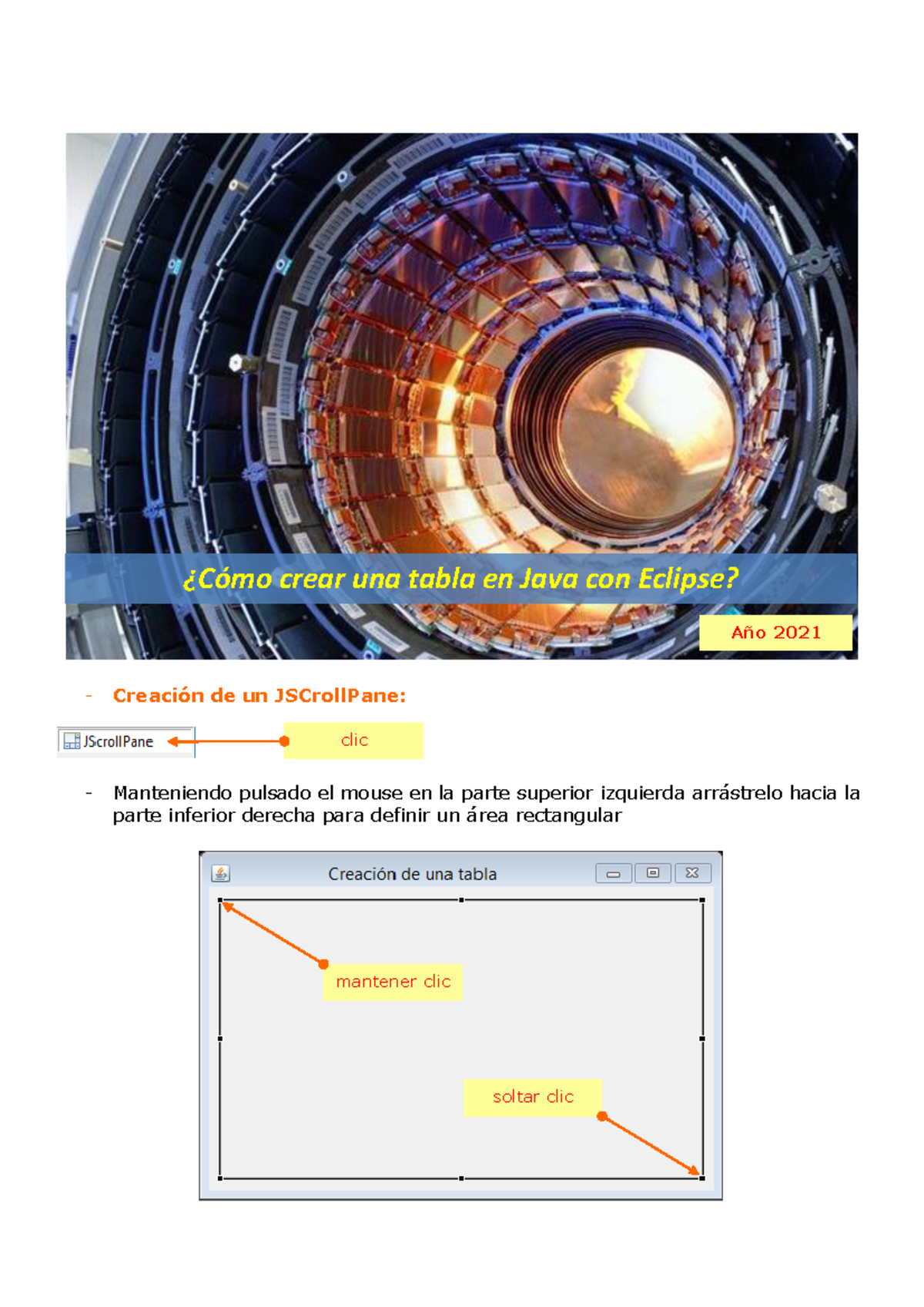 Cómo crear una tabla en Java con Eclipse - Creación de un JSCrollPane ...