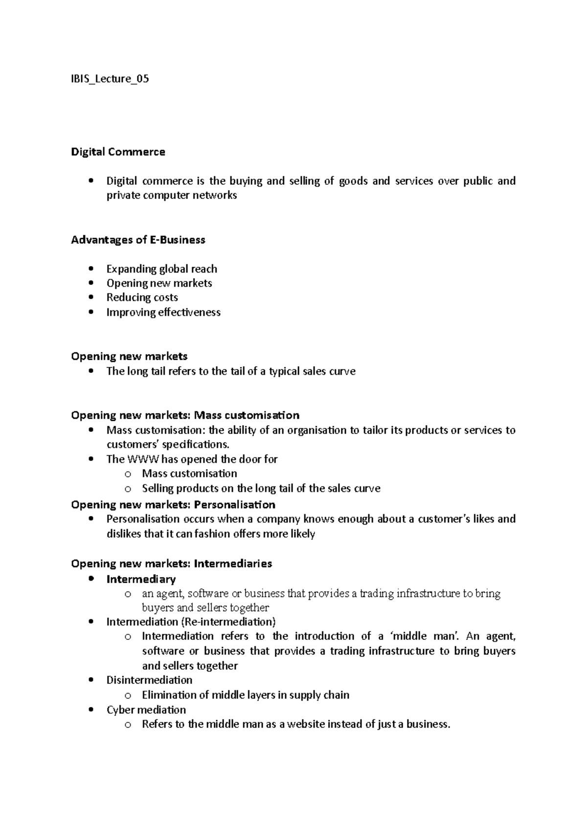 Introduction to Business Information Systems INF10003 Lecture 05 - IBIS ...