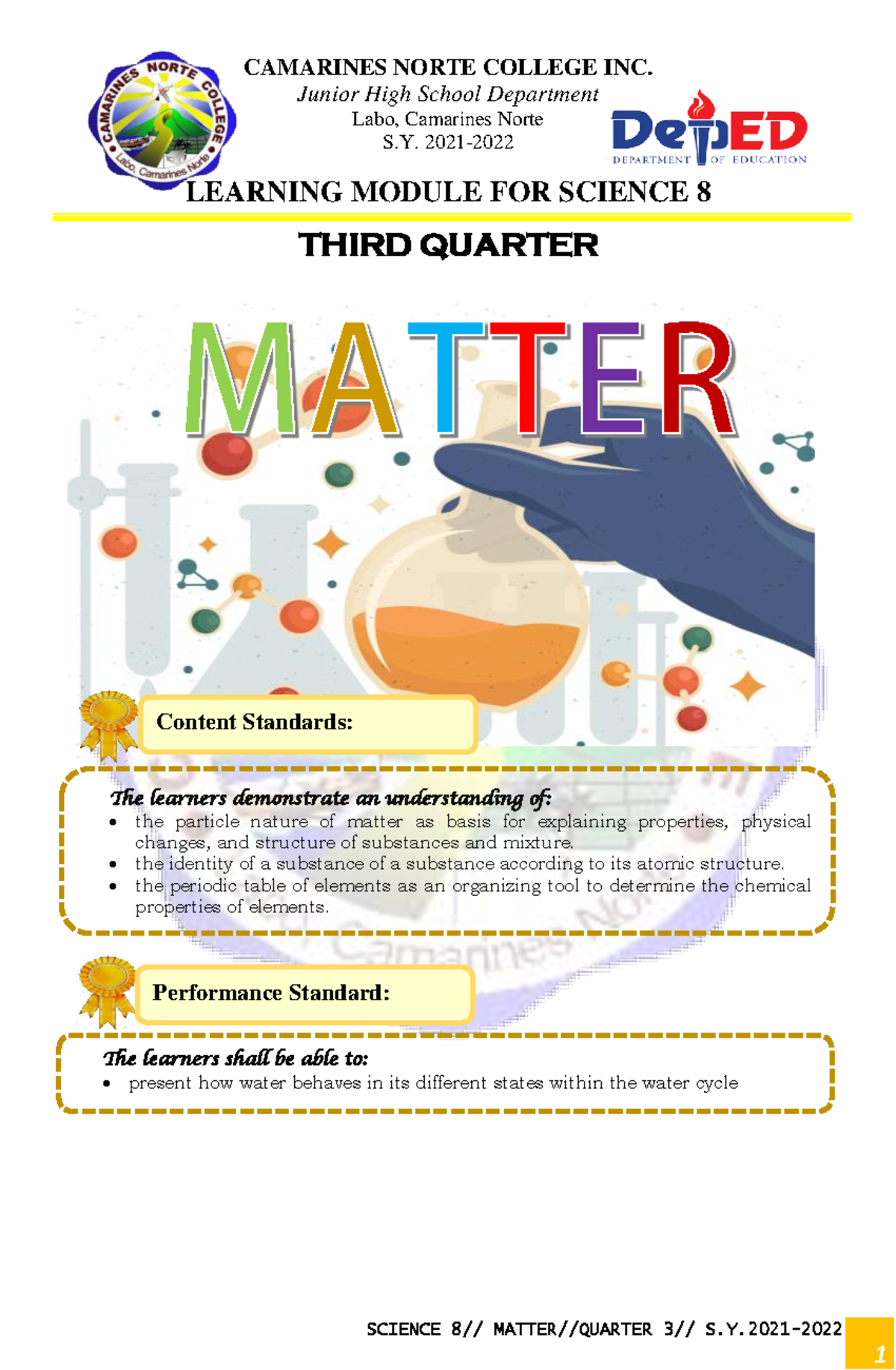 Science+8+ Module+Q3+SY+2021-22 - SCIENCE 8// MATTER//QUARTER 3// S ...