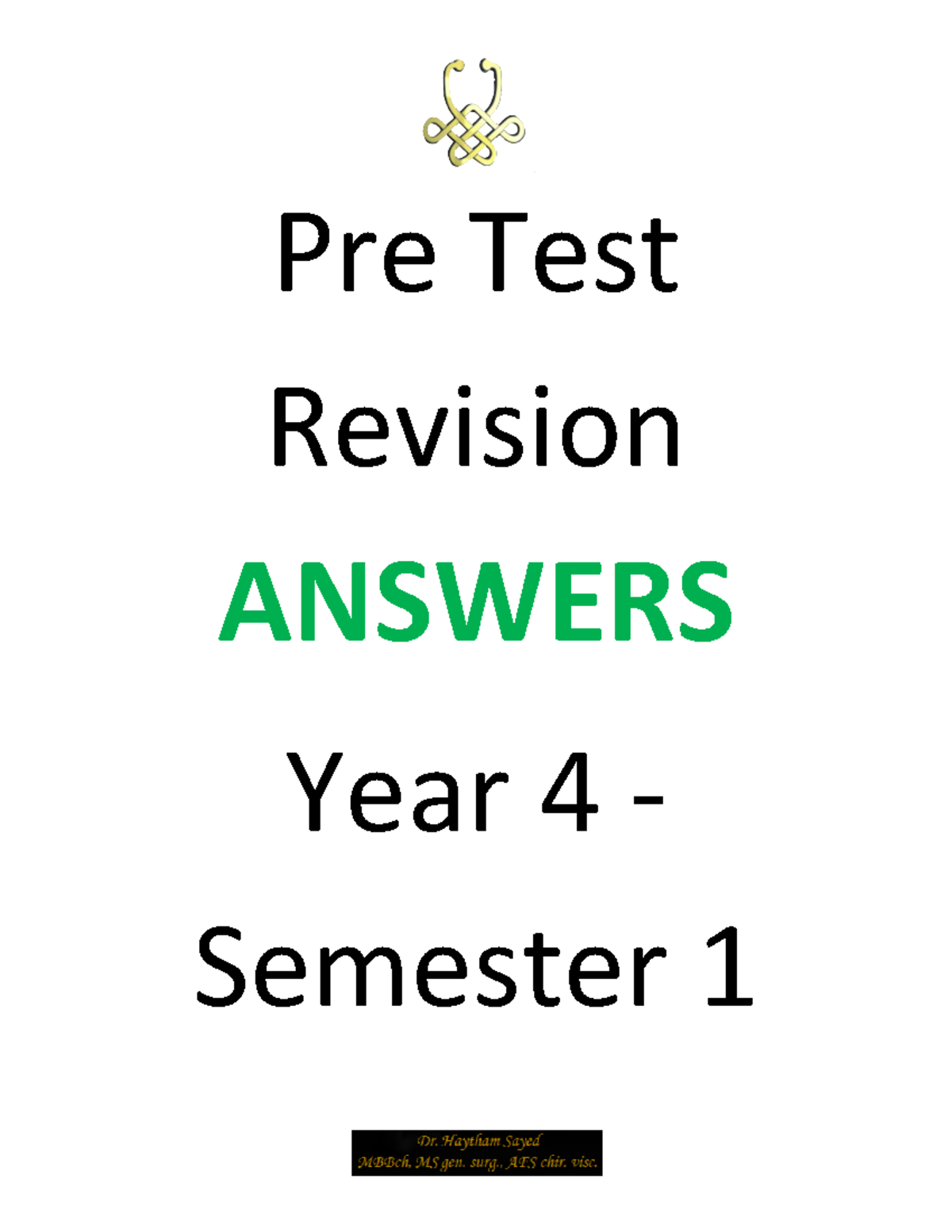 Y4 semester one As PDF - SBA - Pre Test Revision ANSWERS Year 4 ...