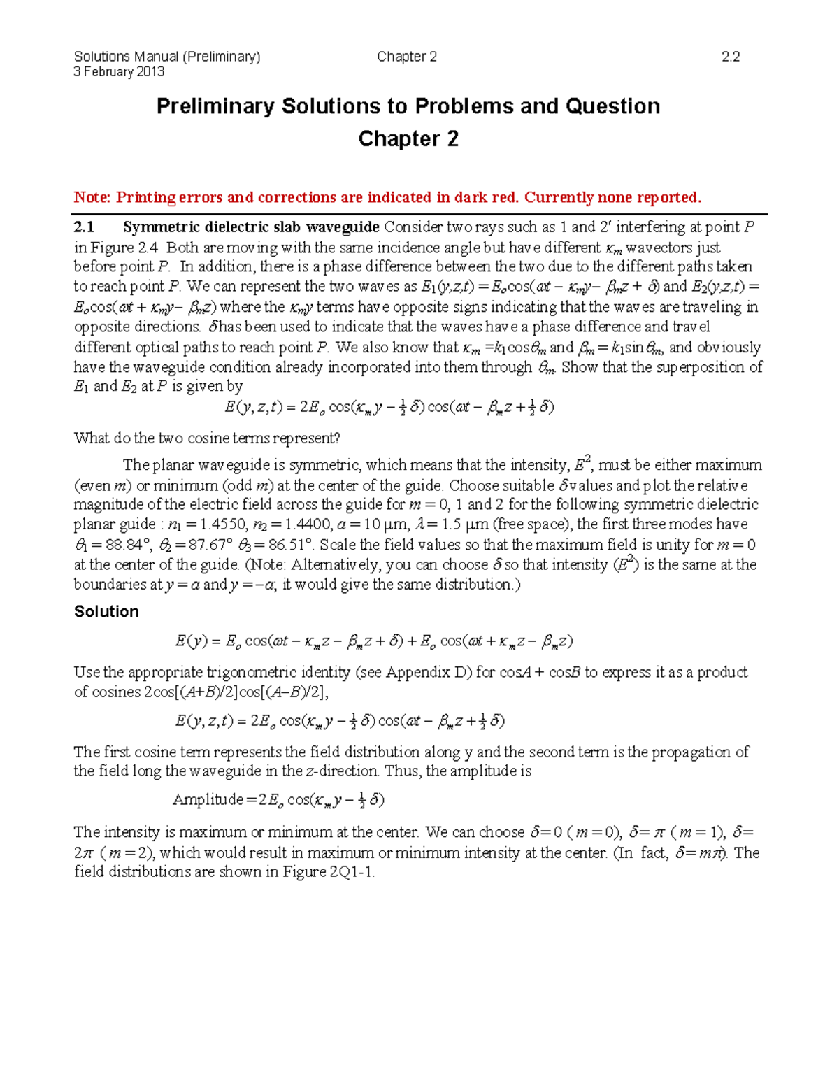 Chapter 2 solution - RFRFR - 3 February 2013 Preliminary Solutions to ...