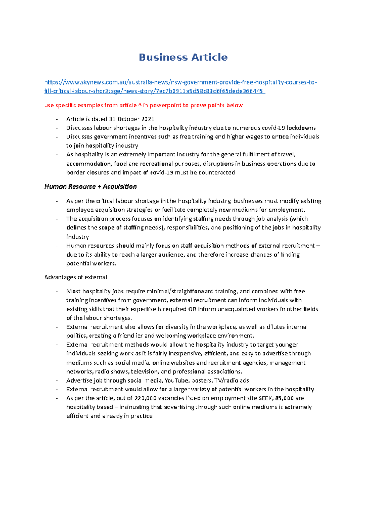 Business Article - notes - Business Article - Studocu