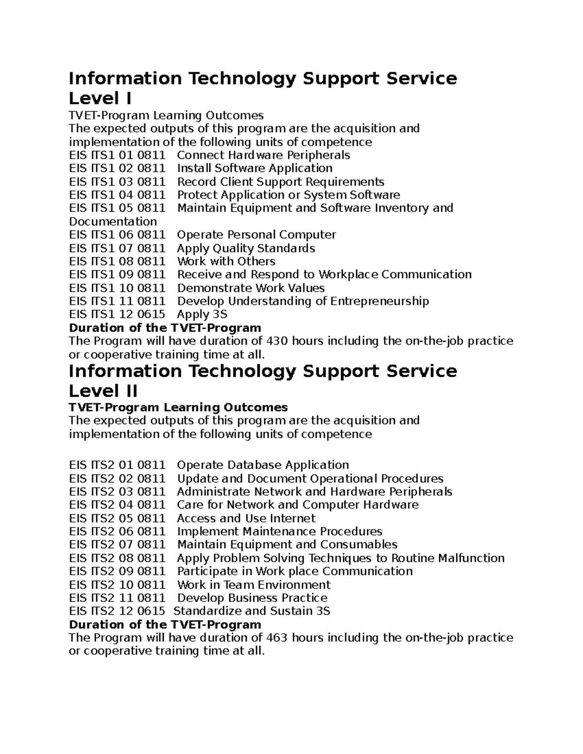 25579207 - for lecture - Information Technology Support Service Level I ...