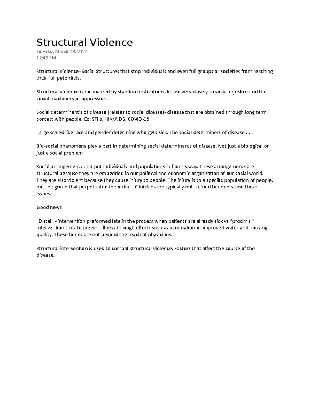 Structural Violence - Structural Violence Tuesday, March 29, 202212:47 ...