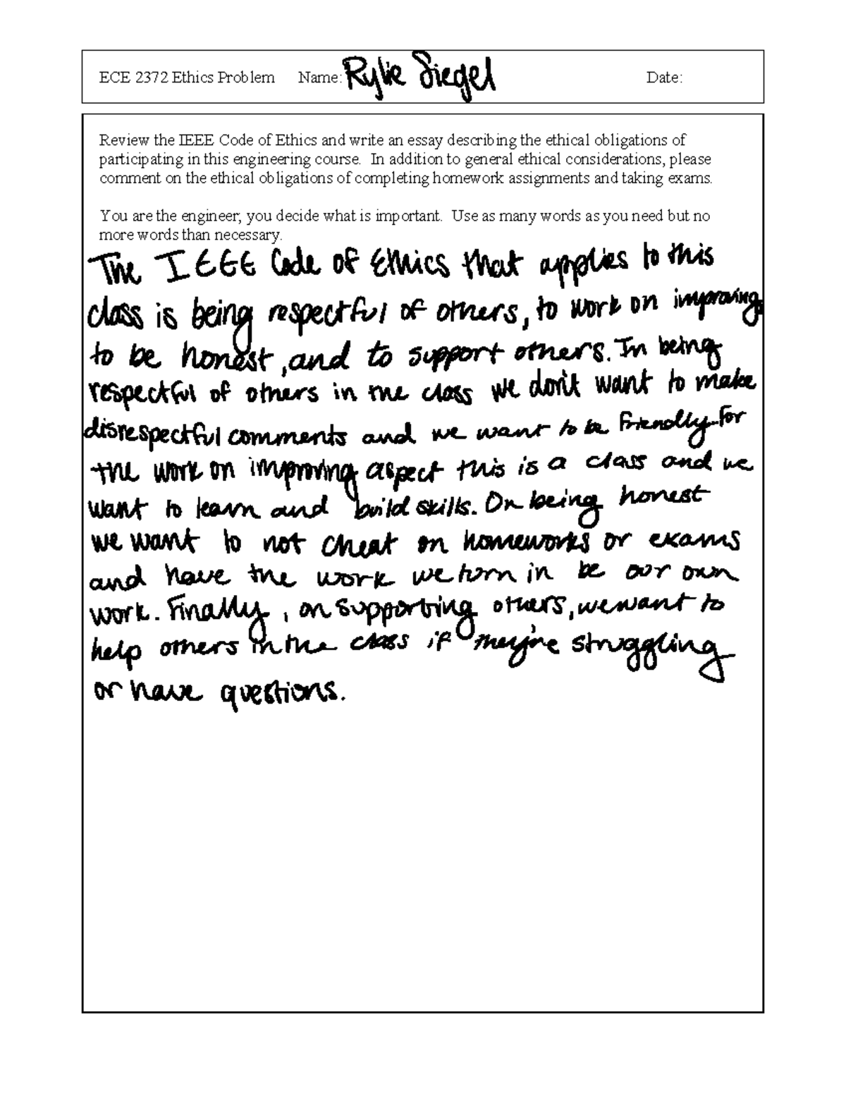 Ece 2372 Ethics Problem In Addition To General Ethical Considerations Please Comment On The