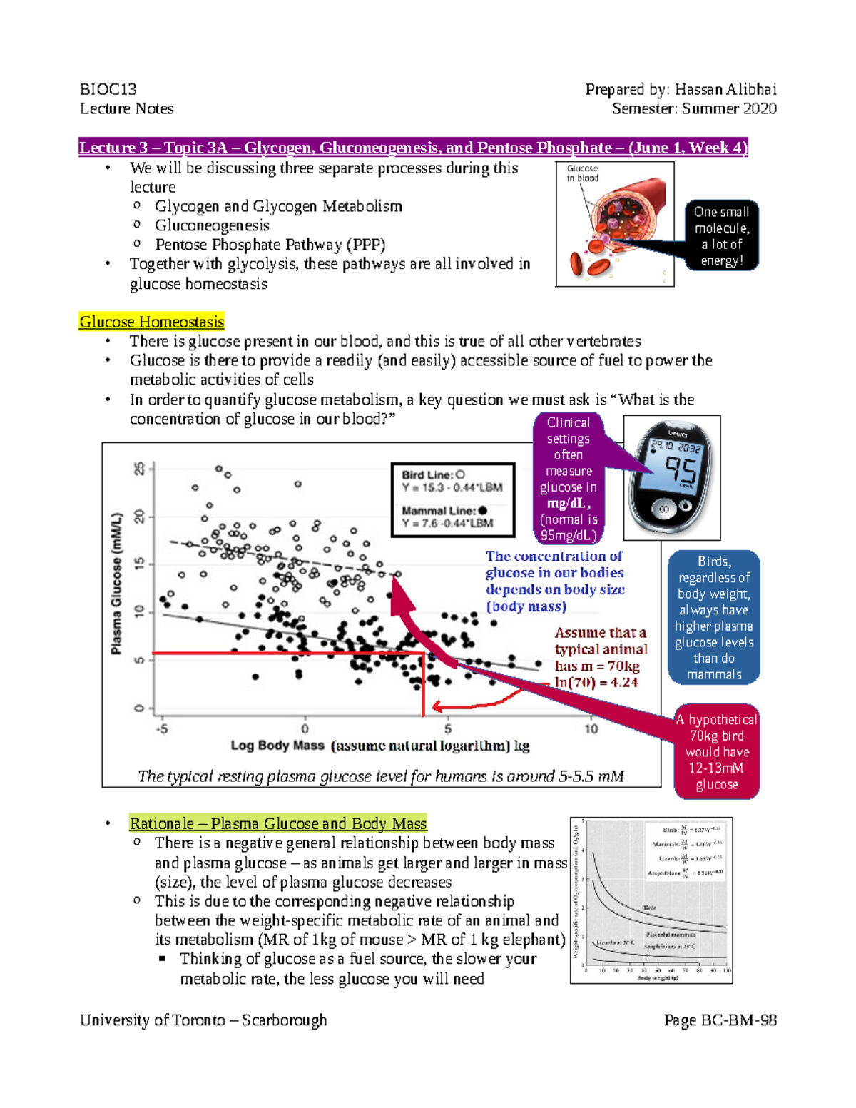 BIOC13 Lecture 3 Notes - Lecture Notes Semester: Summer 2020 Lecture 3 ...