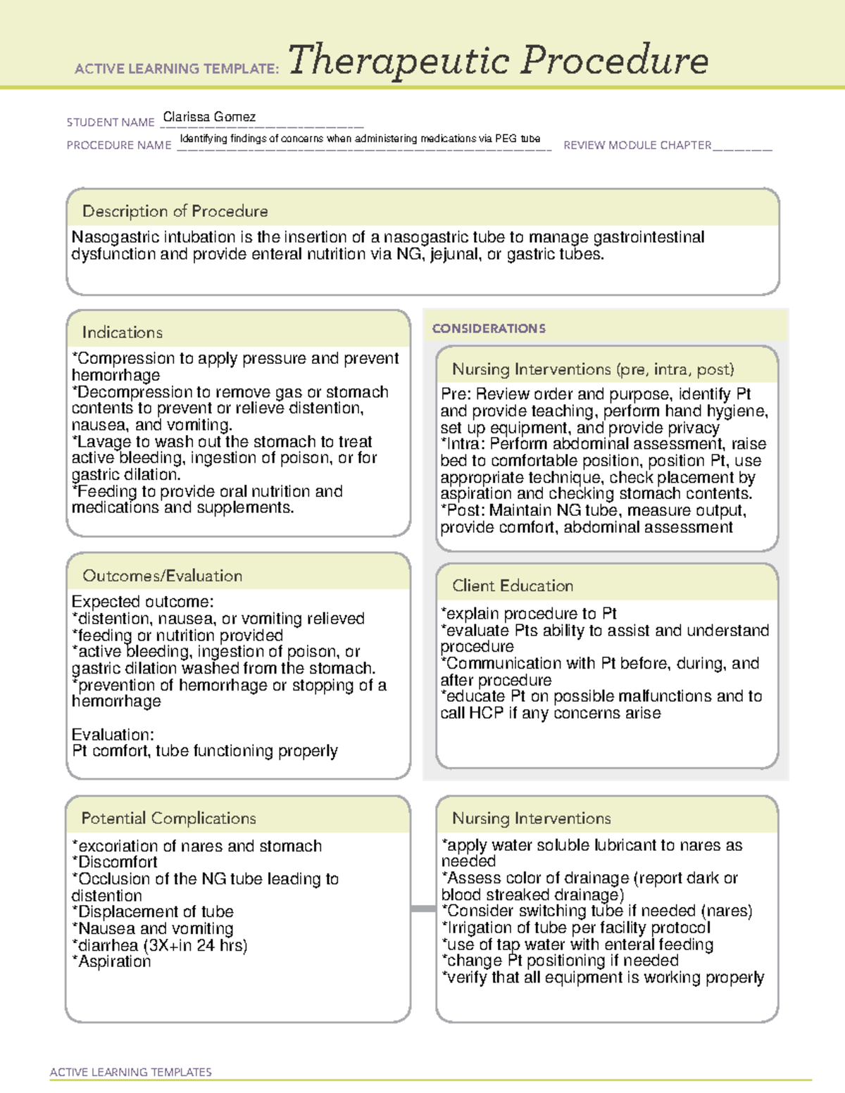 4 Identifying finding of concern when administering medications via PEG ...
