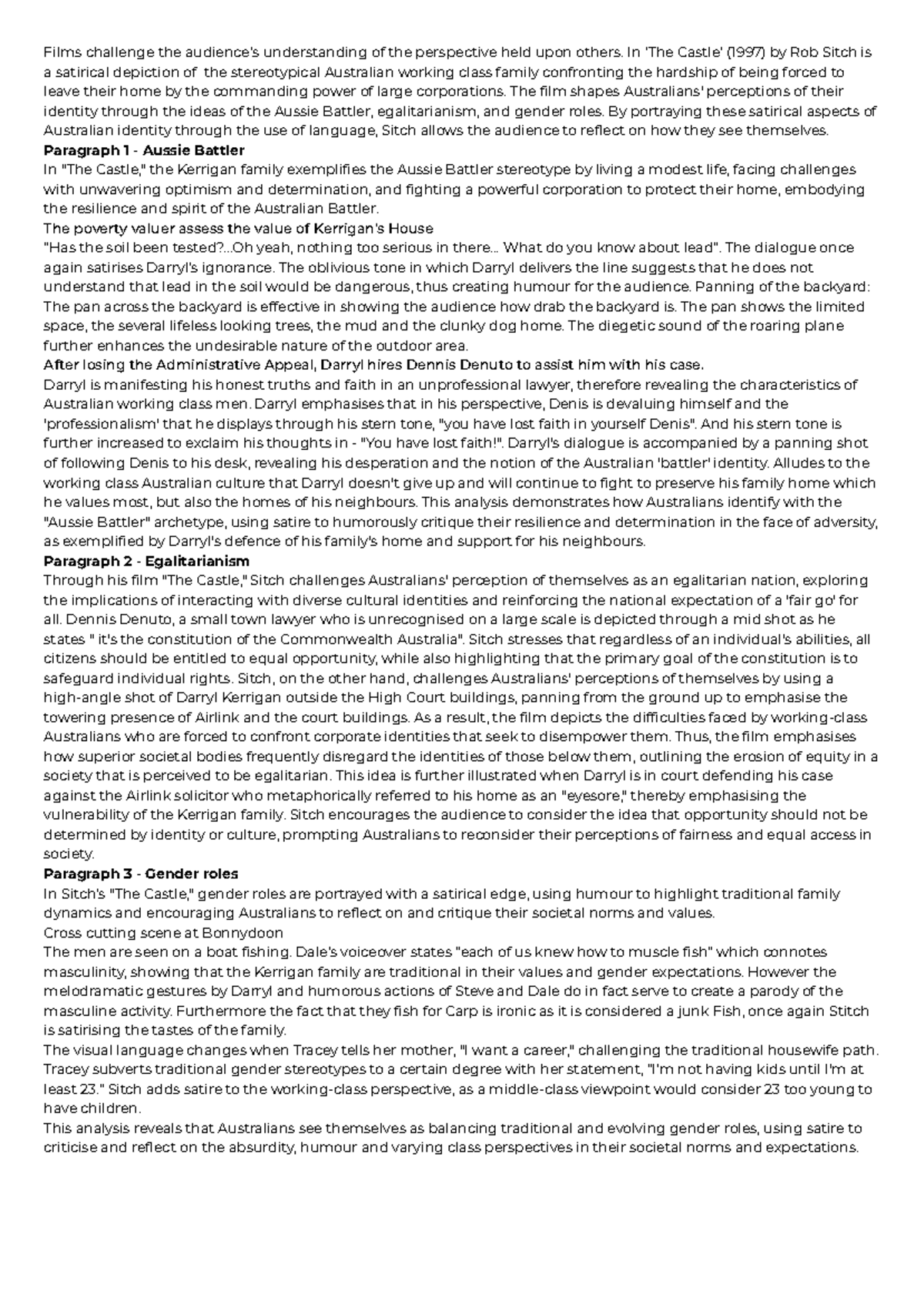 The Castle - Cheat Sheet - Films challenge the audience’s understanding ...