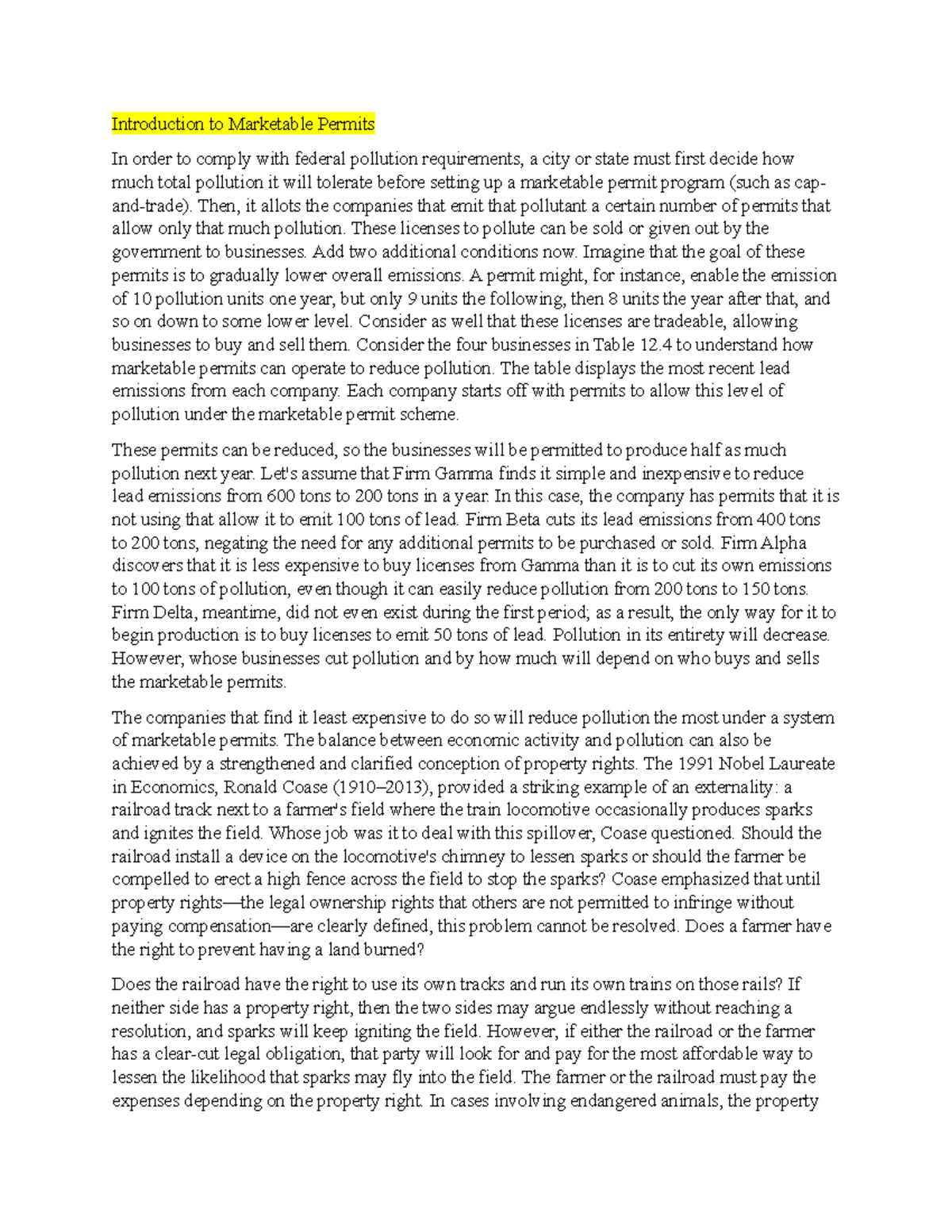 Introduction to Marketable Permits - Then, it allots the companies that ...