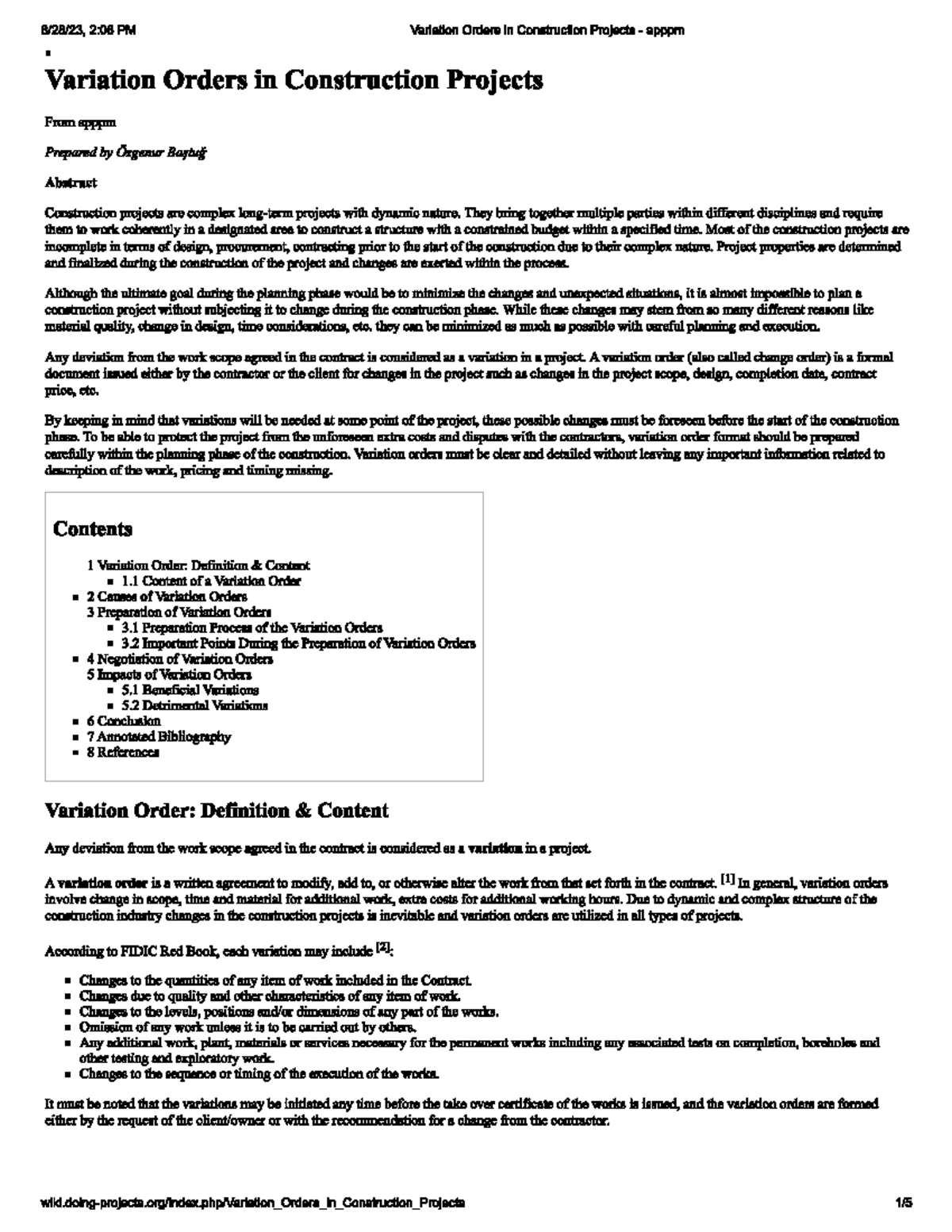 Variation Orders - Contract Administration - CIV5025F - Studocu