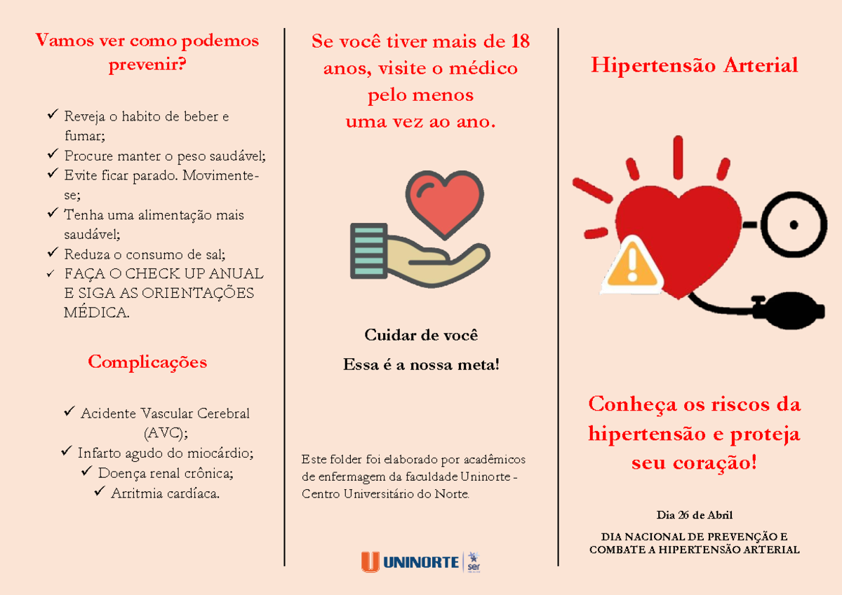 Folder hipertensão - Resumo Saúde Coletiva - Vamos ver como podemos ...