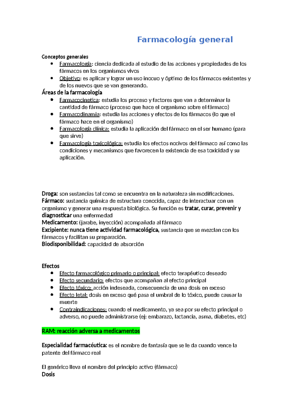 Farmaco unidad 1 - Apuntes fármaco - Farmacología general Conceptos ...