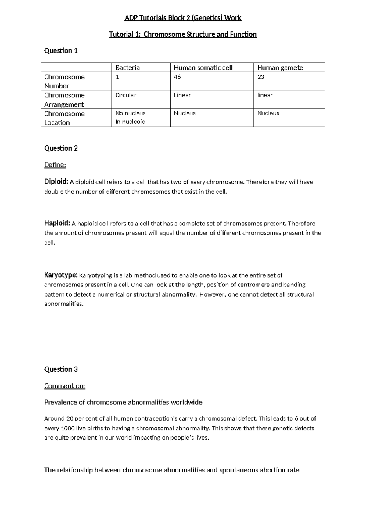Revision tut 1 block 2 - Good8 - ADP Tutorials Block 2 (Genetics) Work ...