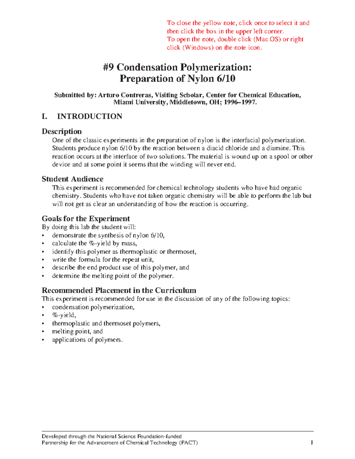 Polymer Lab 09 - additional info - Developed through the National ...