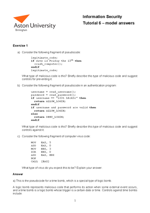 Exam, answers - CS3190 Information Security Show your working in all ...