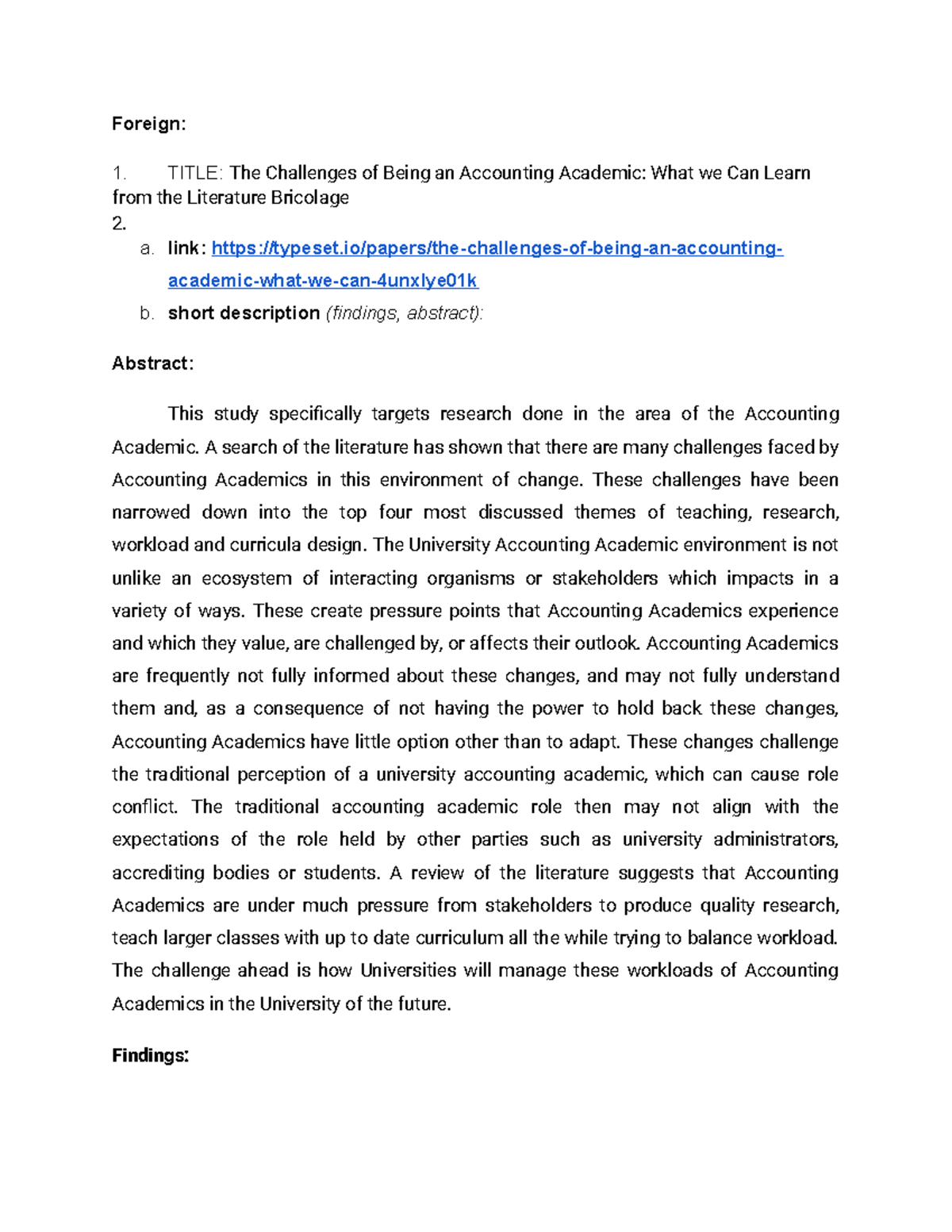 1 Foreign RRL (revised) - Foreign: TITLE: The Challenges of Being an ...