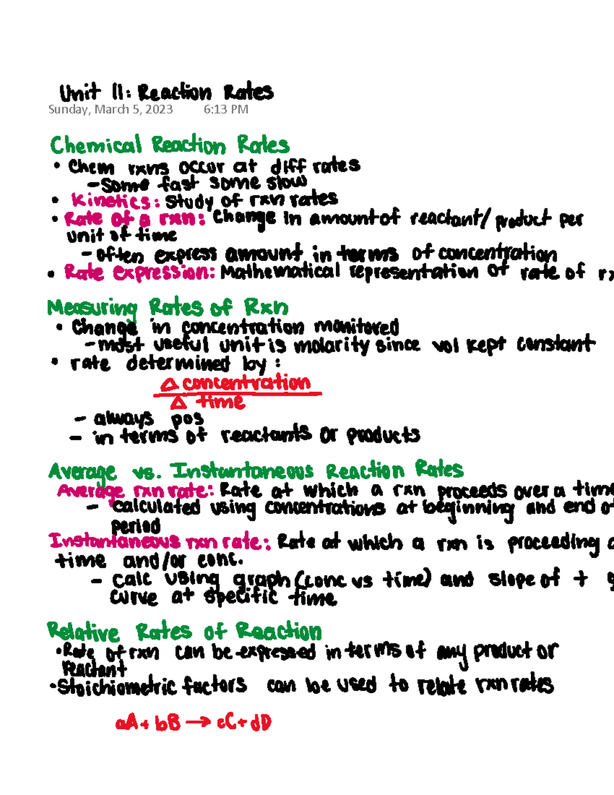 Unit11-rxnrates - Chem 102 unit 11 book notes: reaction rates - CHEM ...