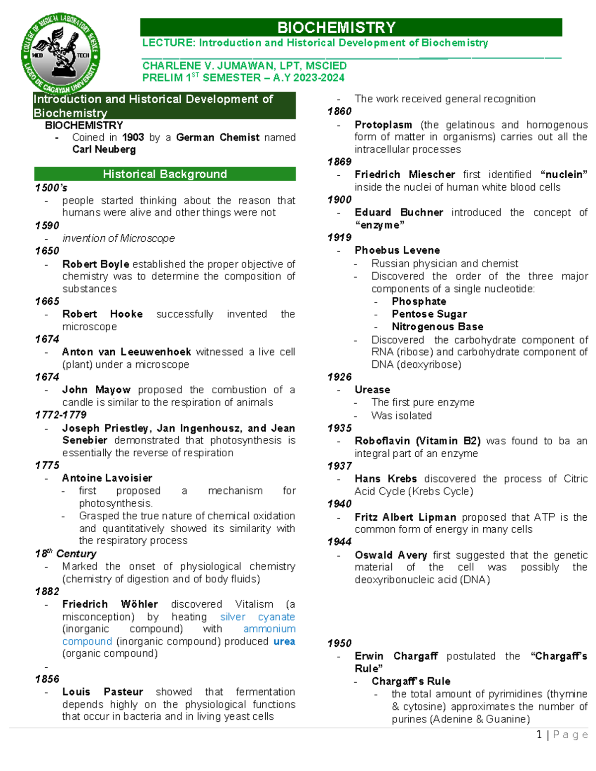 Biochemistry Introduction Transes - BIOCHEMISTRY LECTURE: Introduction ...