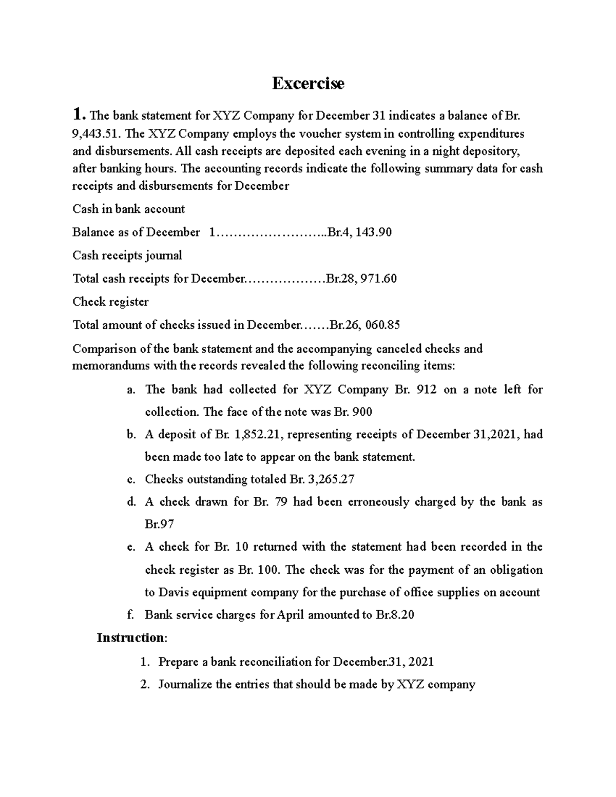 Excercise for Accounting level III SEC. A - Financial accounting 1 ...