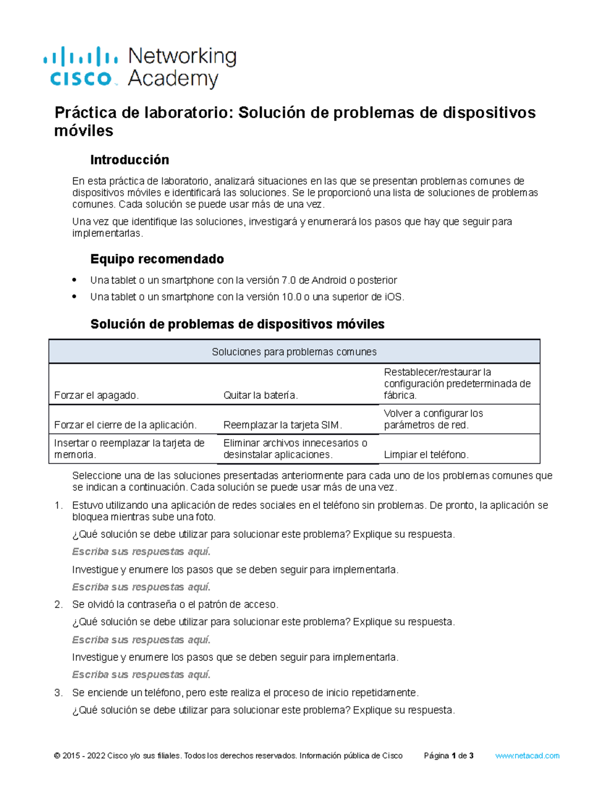 Lab - Troubleshoot Mobile Devices - Práctica de laboratorio: Solución de problemas de ...