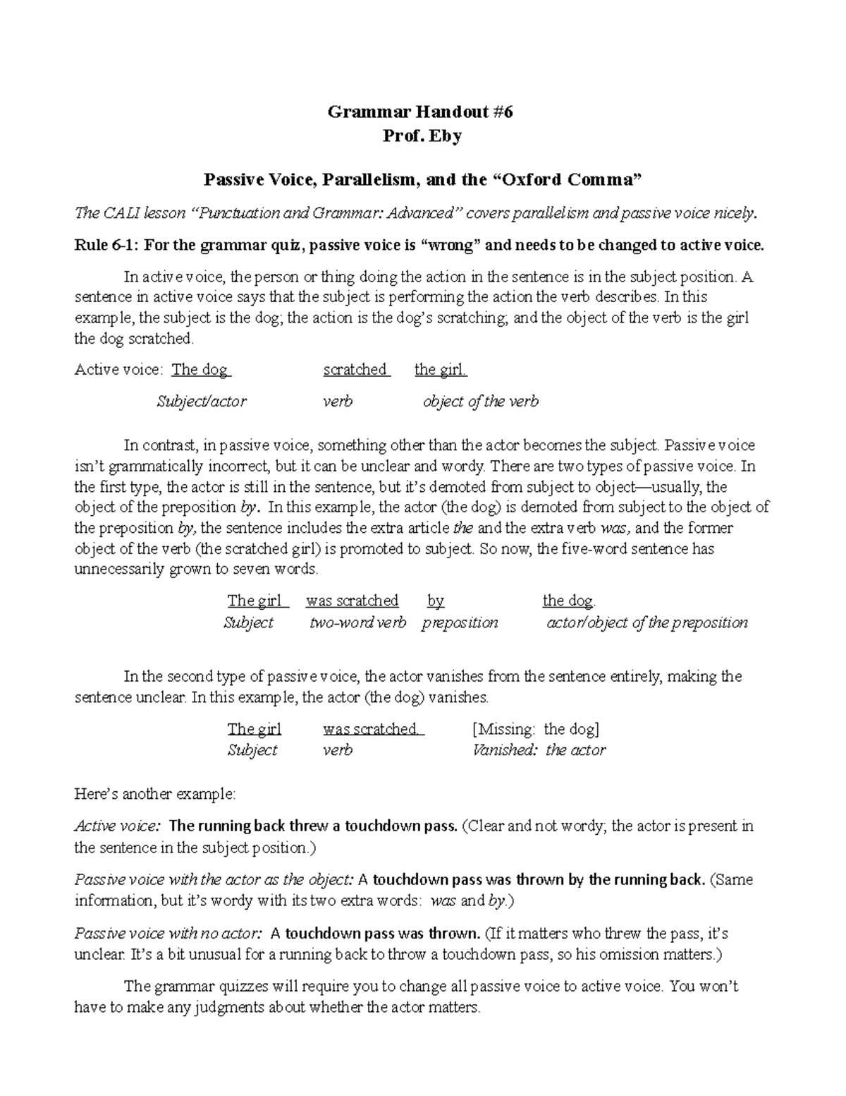 Grammar Passive Voice and Parallelism and Oxford Comma - Grammar ...