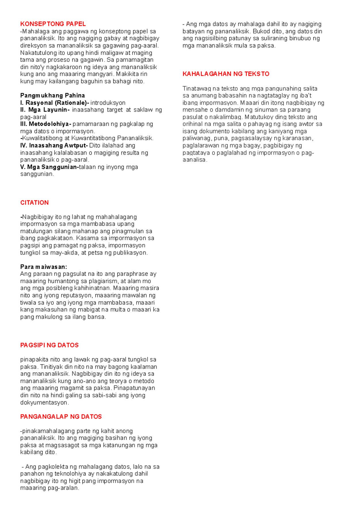 PAGBASA AT PANANALIKSIK - KONSEPTONG PAPEL -Mahalaga ang paggawa ng ...